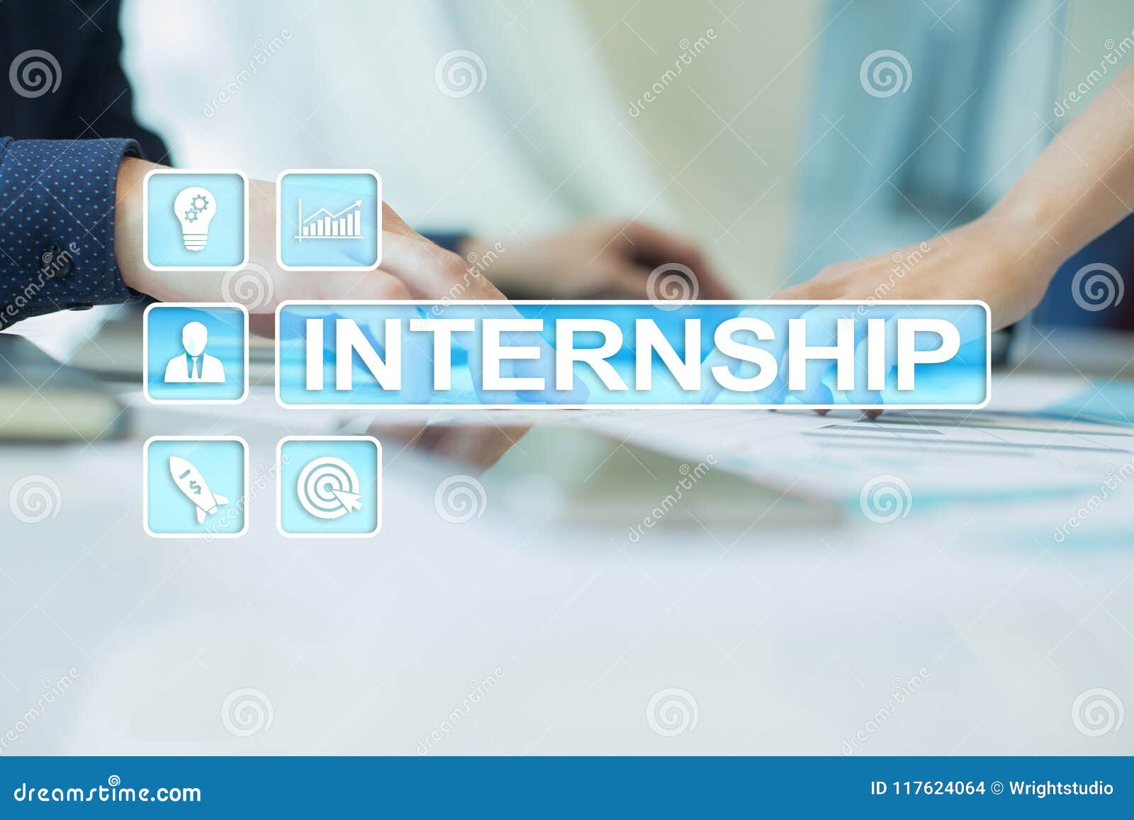 Internship Text on Virtual Screen. Business, Education and Internet ...