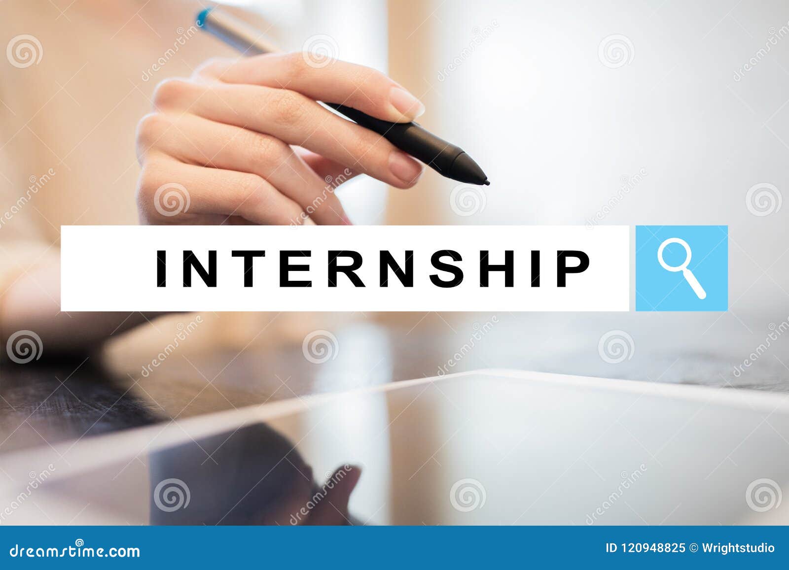 Internship Text on Virtual Screen. Business, Education and Internet ...