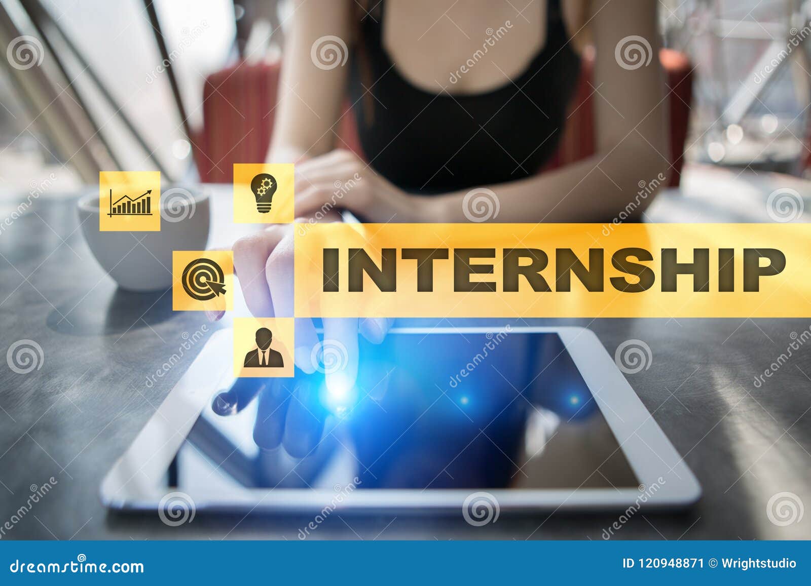 Internship Text on Virtual Screen. Business, Education and Internet ...