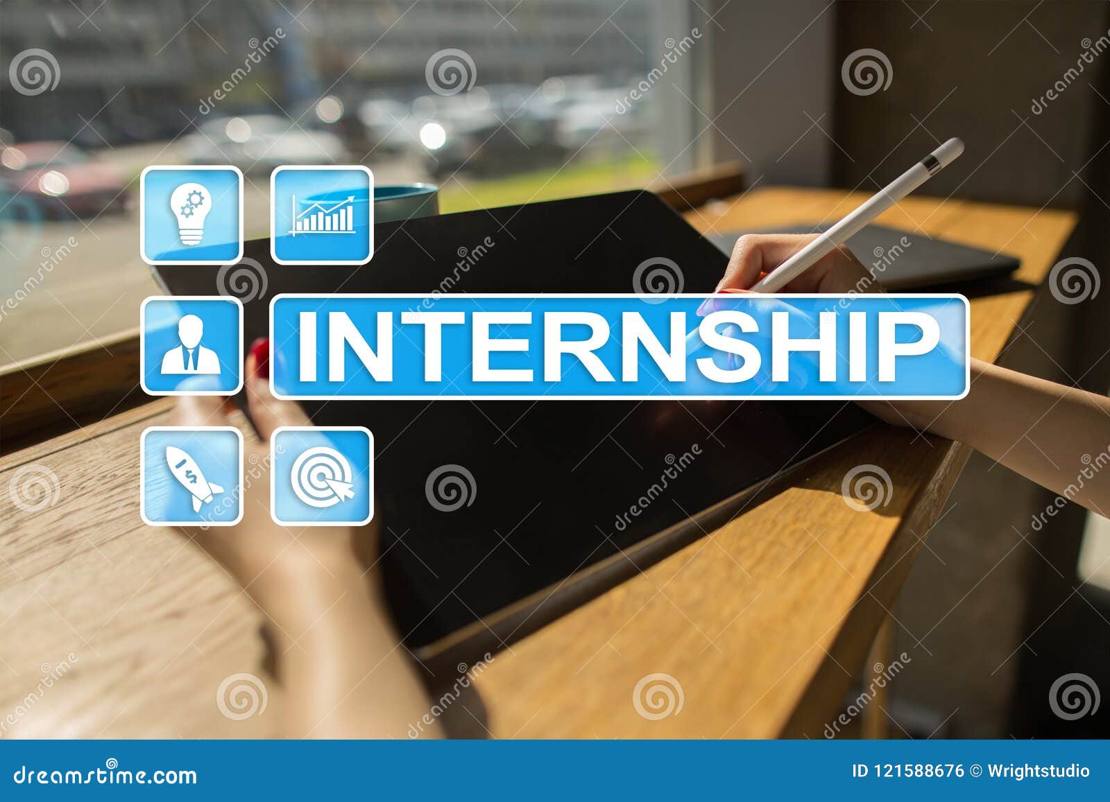 Internship Text on Virtual Screen. Business, Education and Internet ...