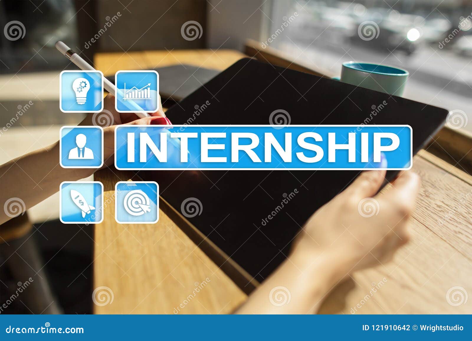 Internship Text on Virtual Screen. Business, Education and Internet ...