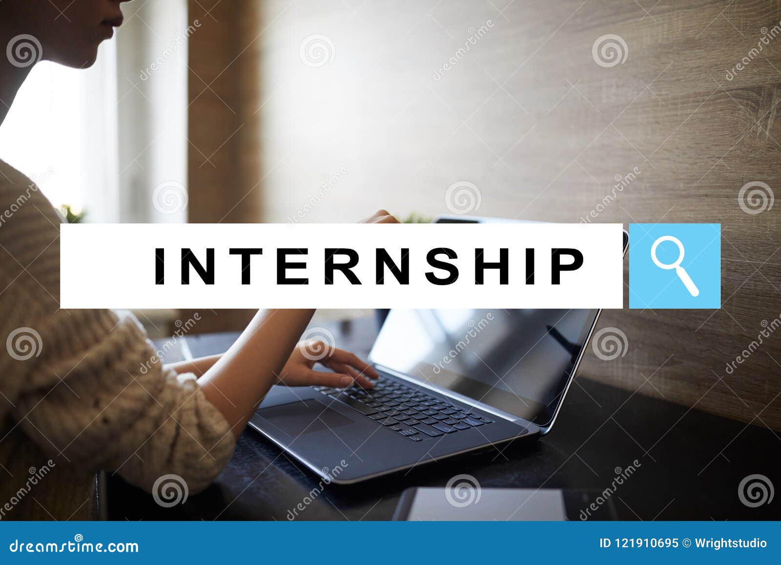 Internship Text on Virtual Screen. Business, Education and Internet ...