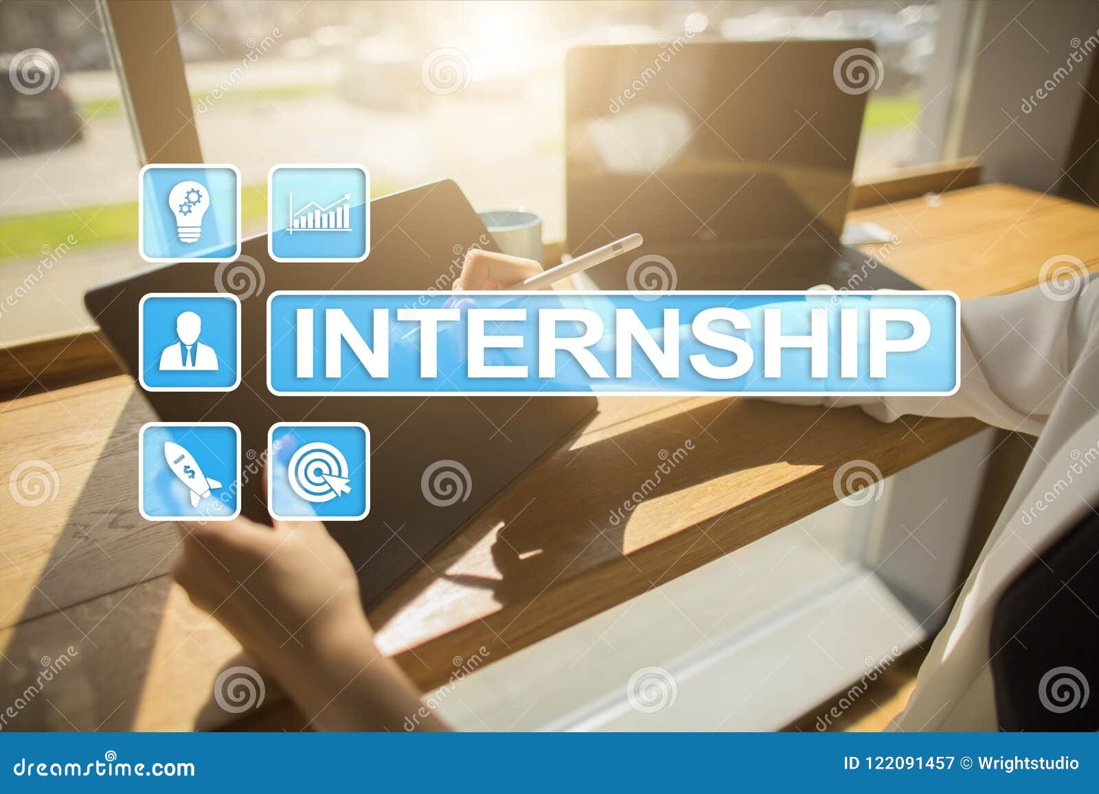Internship Text on Virtual Screen. Business, Education and Internet ...