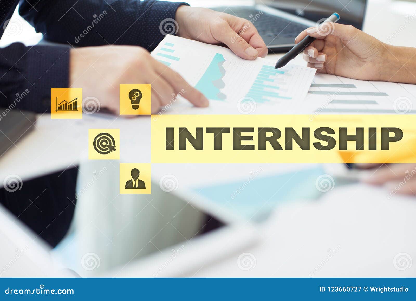 Internship Text on Virtual Screen. Business, Education and Internet ...