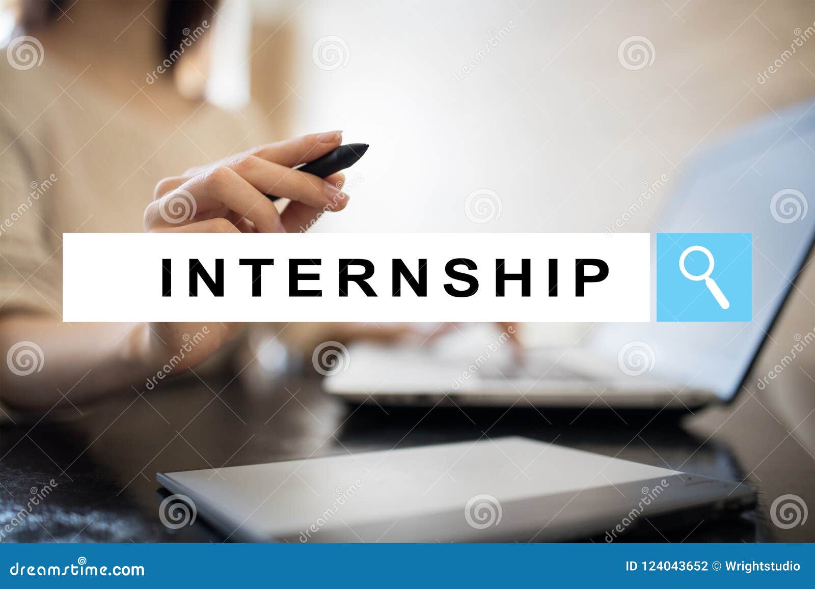 Internship Text on Virtual Screen. Business, Education and Internet ...