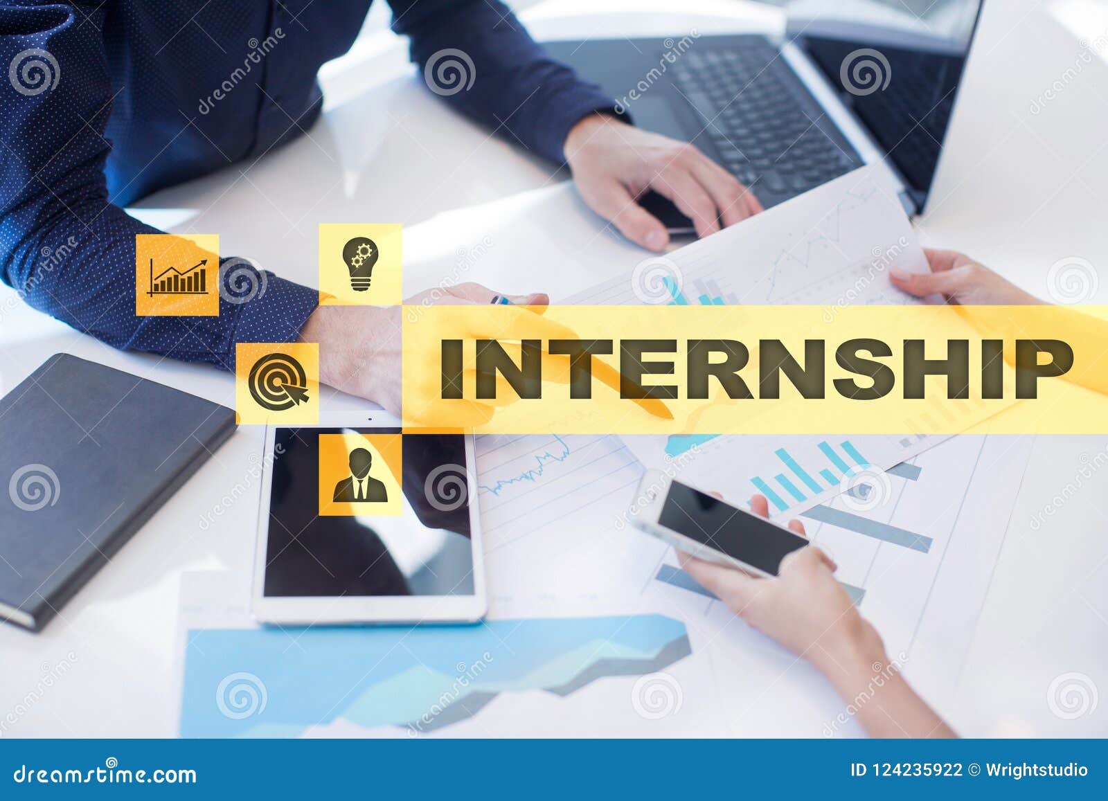 Internship Text on Virtual Screen. Business, Education and Internet ...