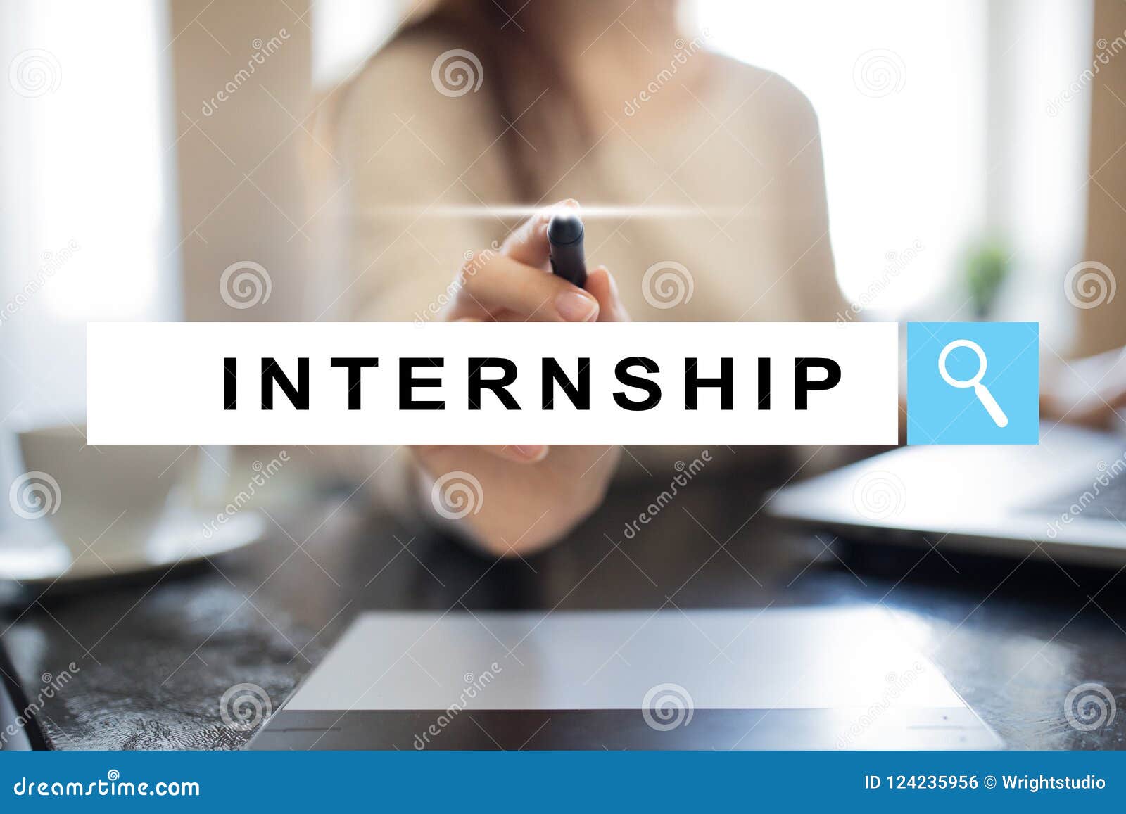 Internship Text on Virtual Screen. Business, Education and Internet ...