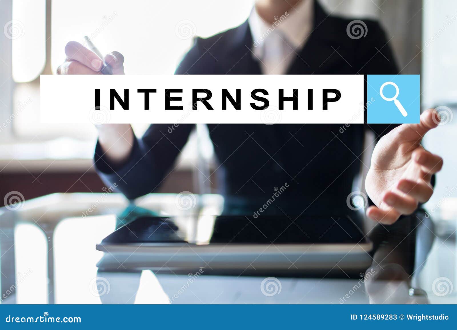 Internship Text on Virtual Screen. Business, Education and Internet ...