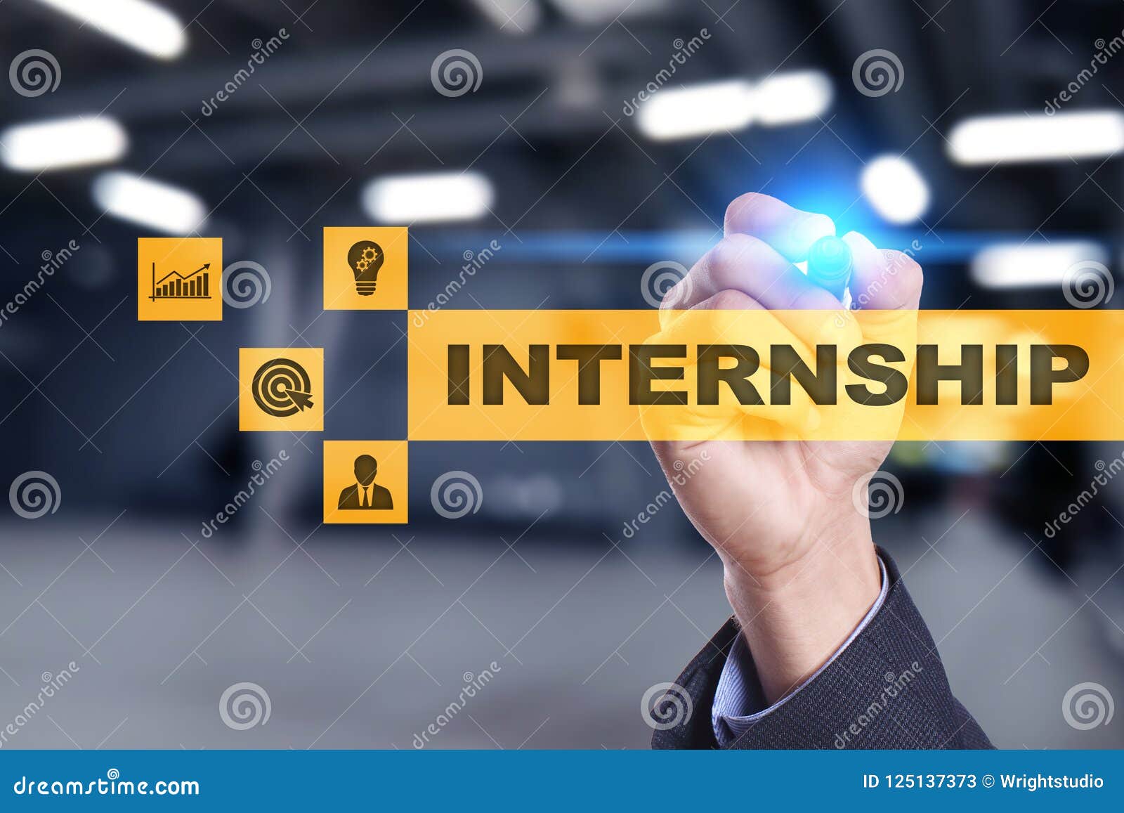 Internship Text on Virtual Screen. Business, Education and Internet ...