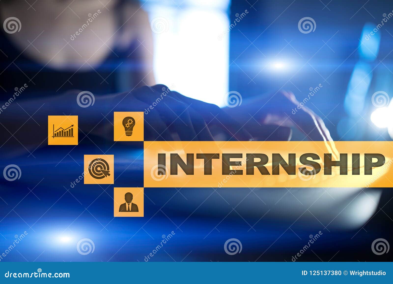 Internship Text on Virtual Screen. Business, Education and Internet ...
