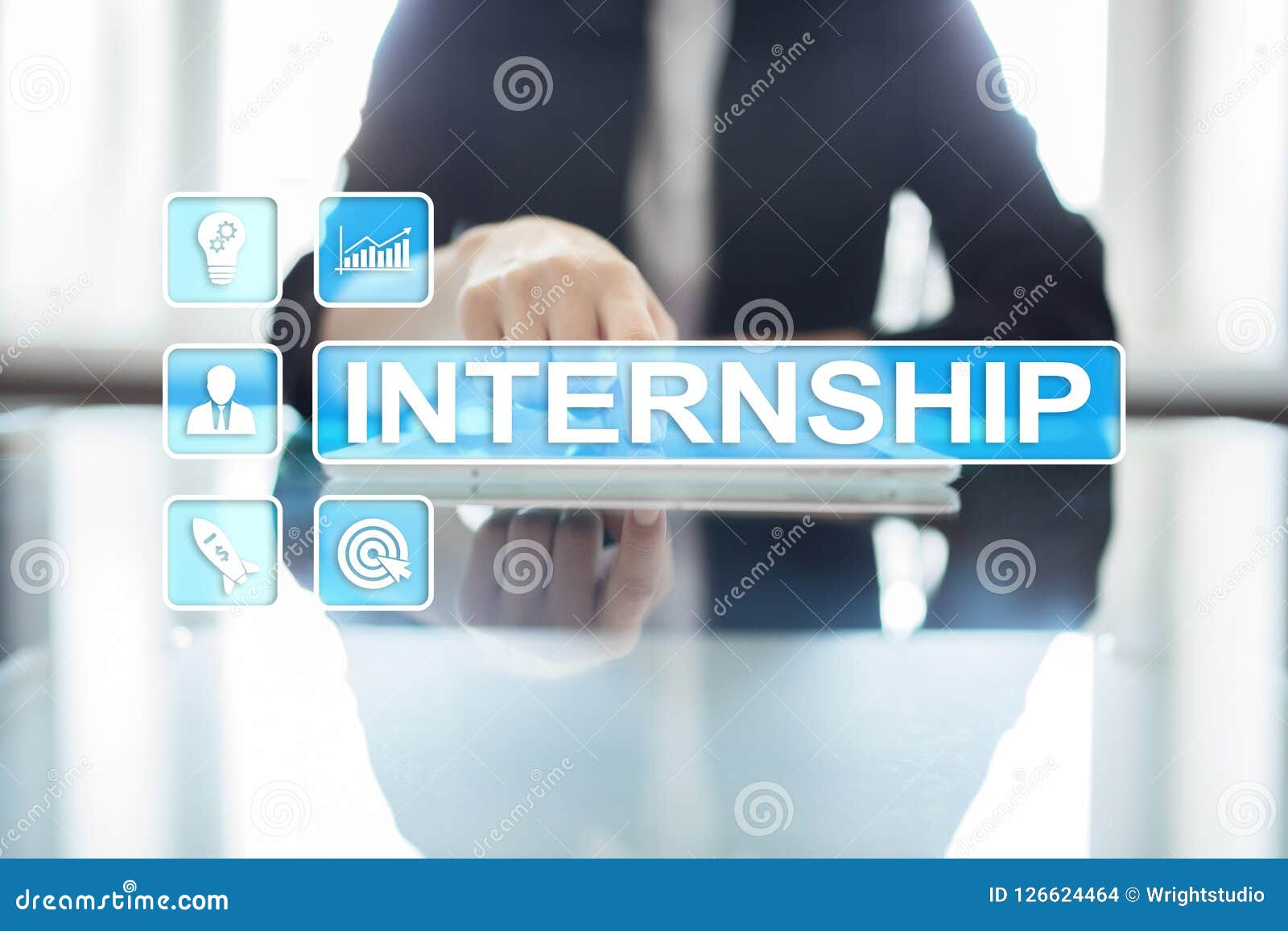 Internship Text on Virtual Screen. Business, Education and Internet ...