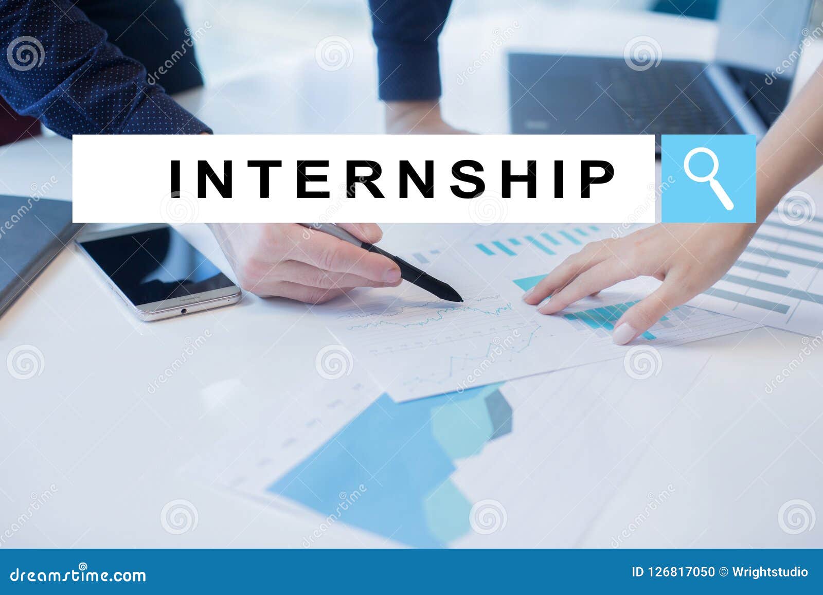 Internship Text on Virtual Screen. Business, Education and Internet ...