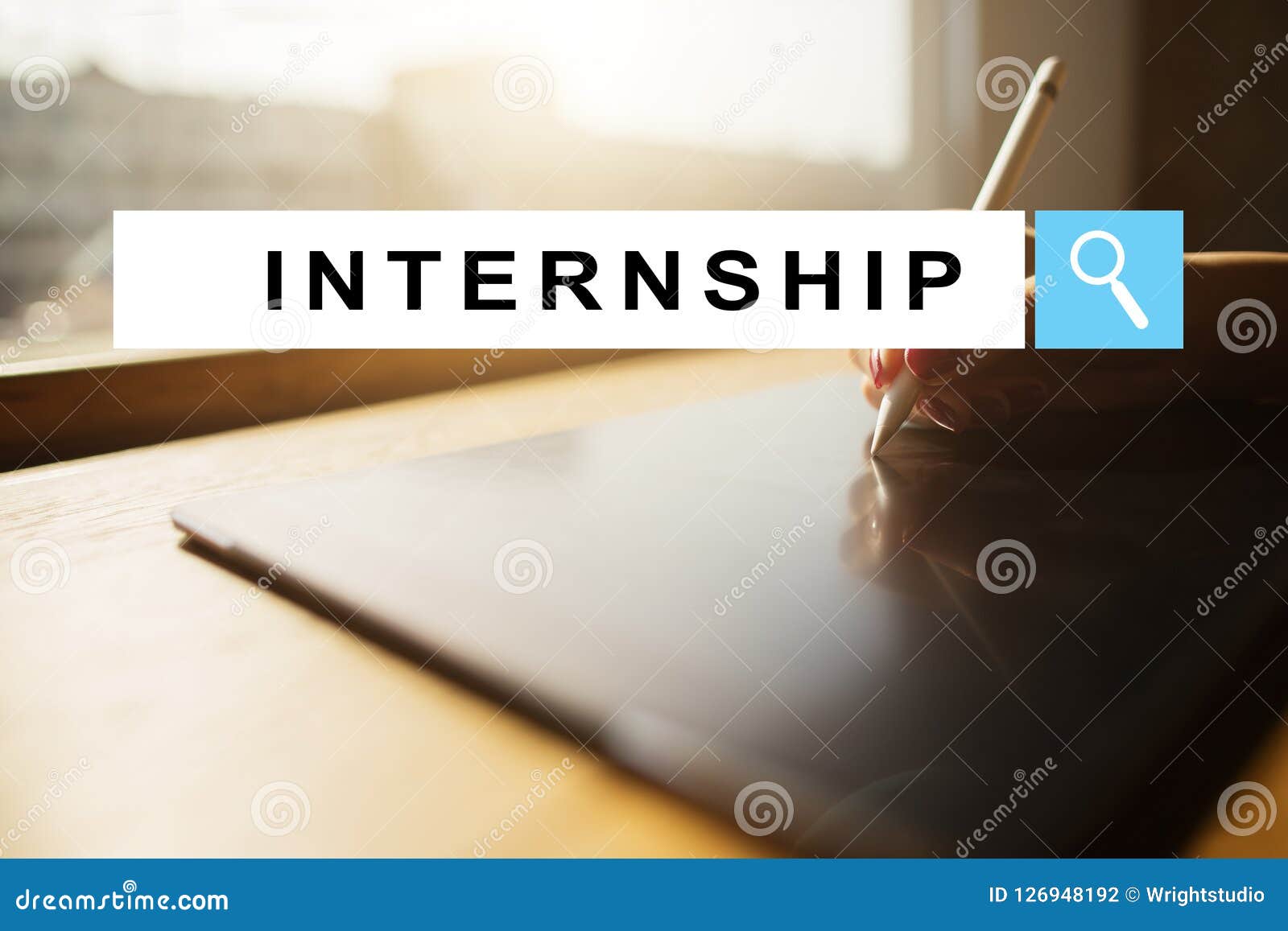 Internship Text on Virtual Screen. Business, Education and Internet ...