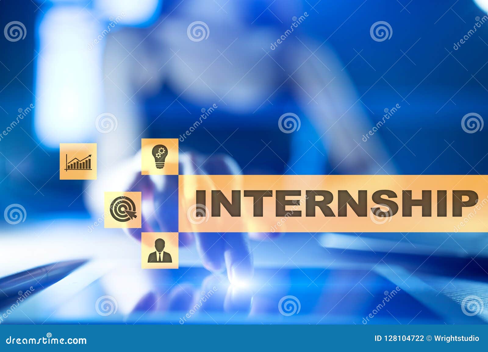 Internship Text on Virtual Screen. Business, Education and Internet ...