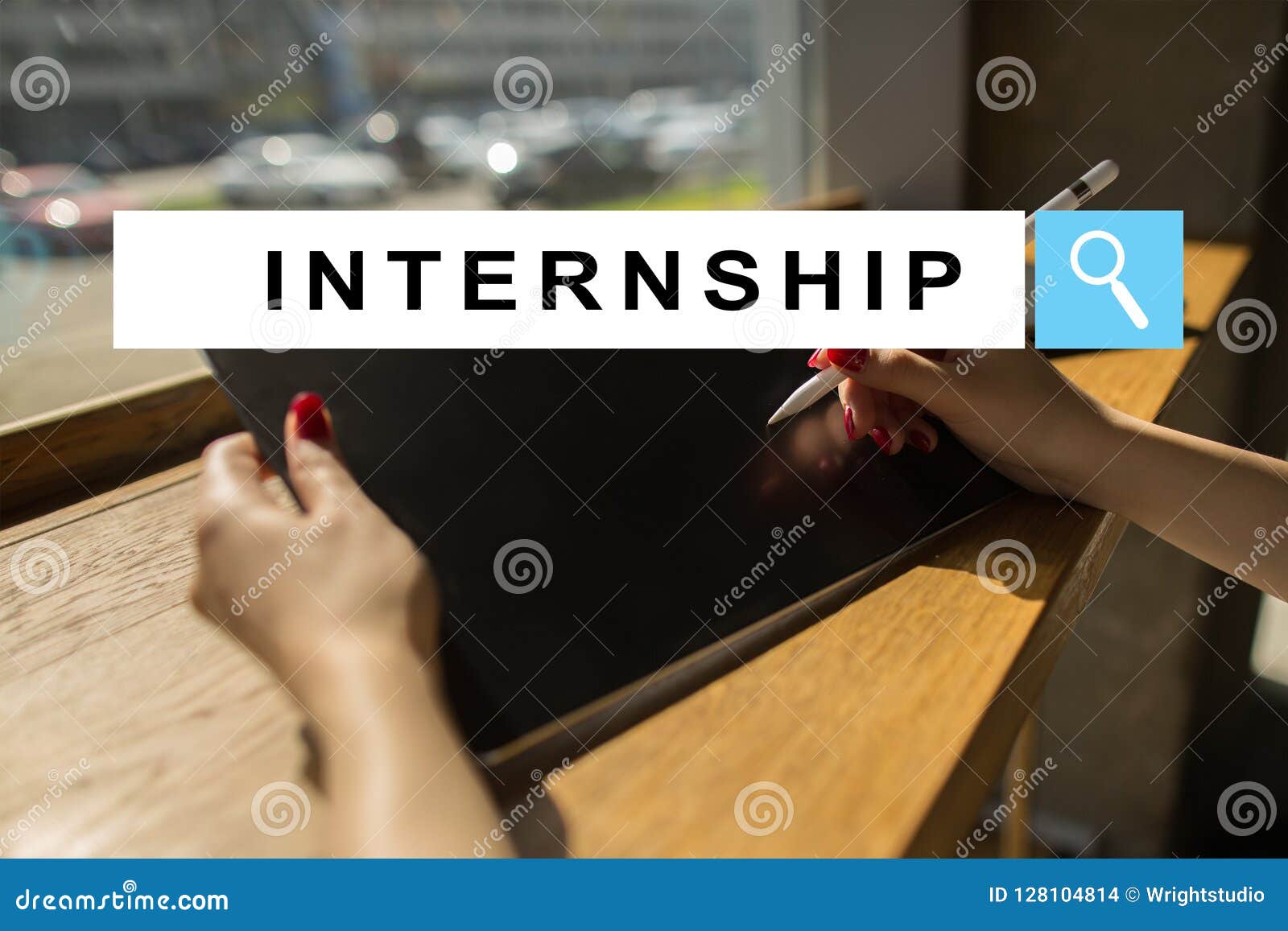 Internship Text on Virtual Screen. Business, Education and Internet ...