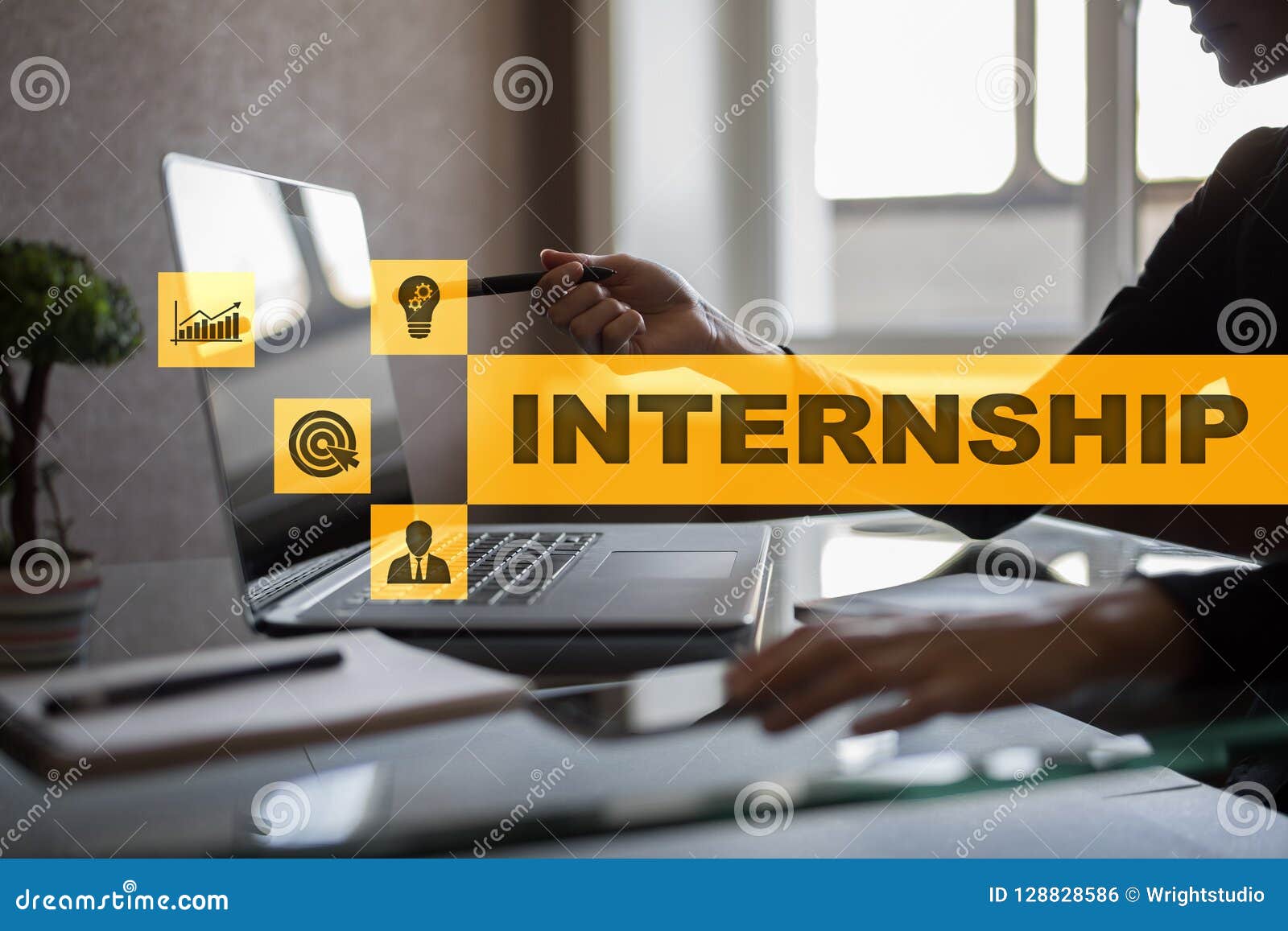 Internship Text on Virtual Screen. Business, Education and Internet ...