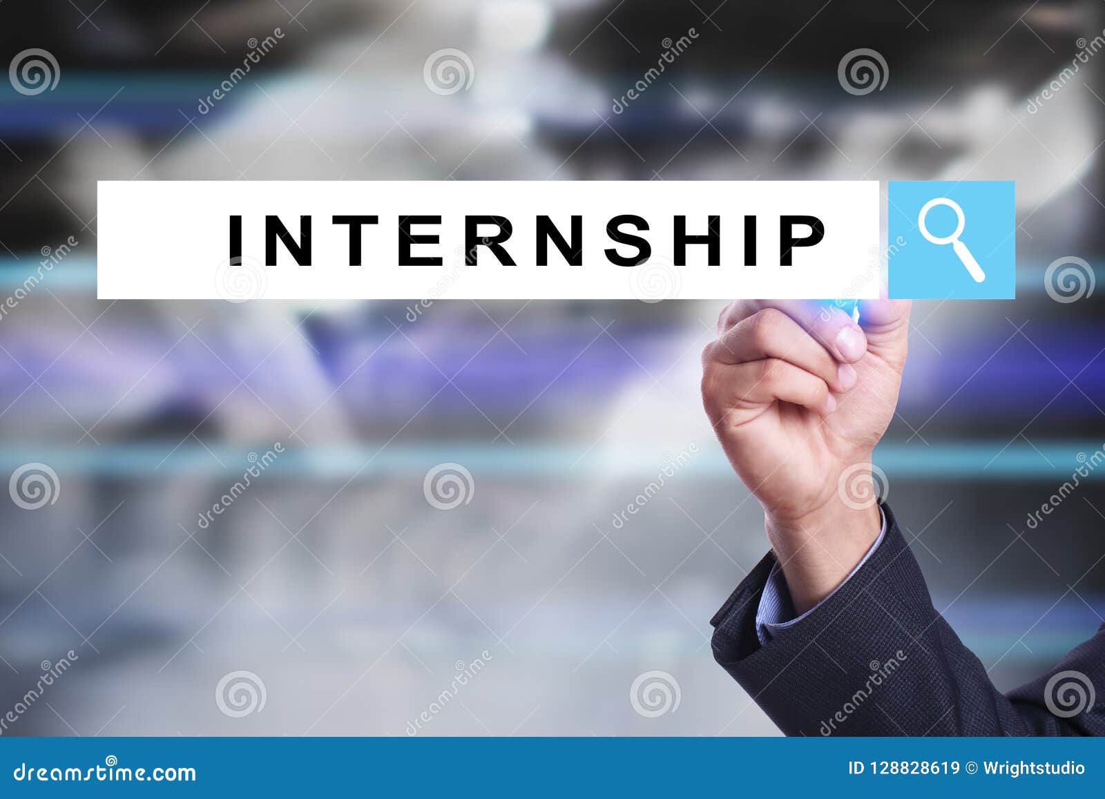 Internship Text on Virtual Screen. Business, Education and Internet ...