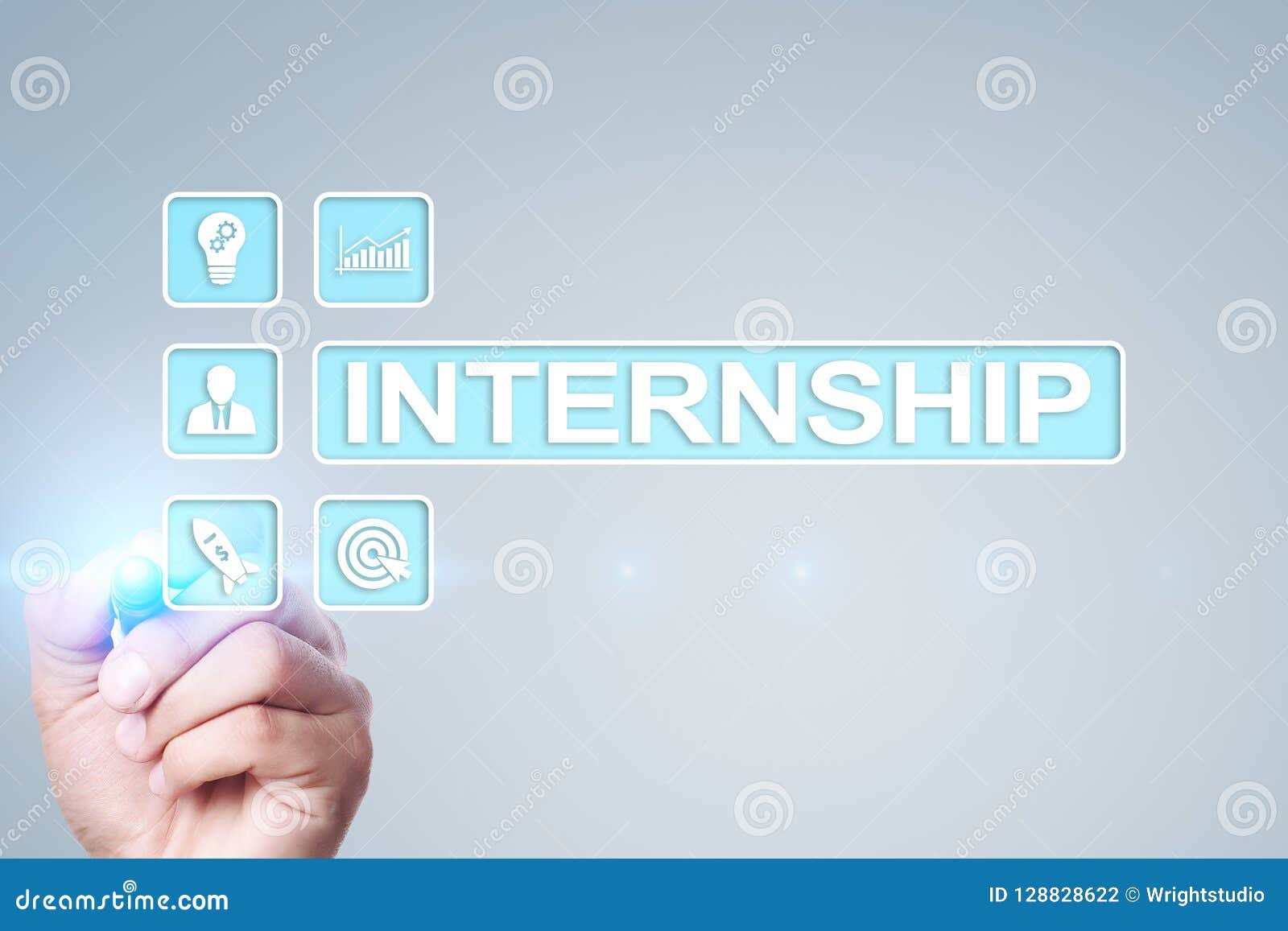 Internship Text on Virtual Screen. Business, Education and Internet ...