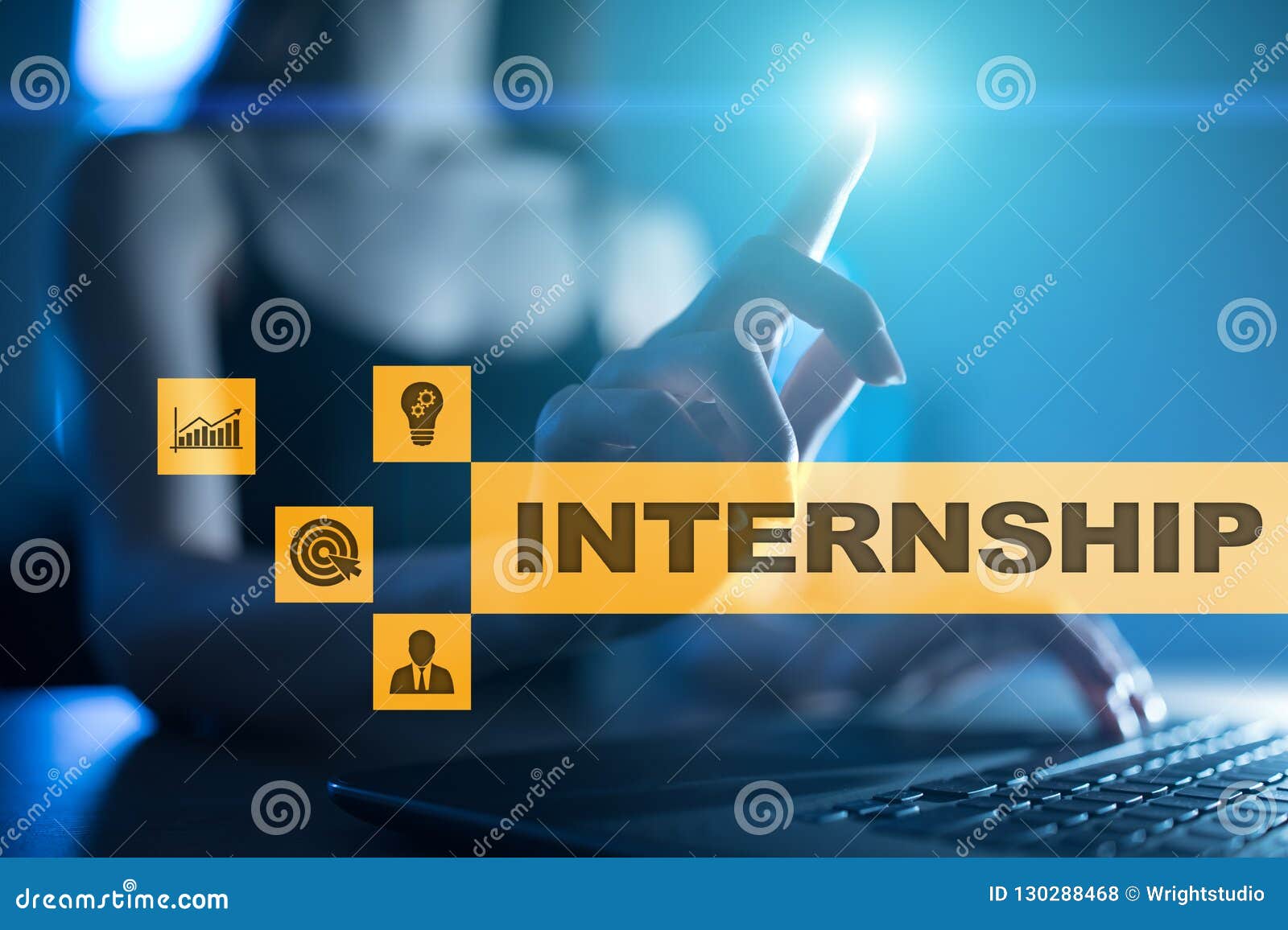 Internship Text on Virtual Screen. Business, Education and Internet ...