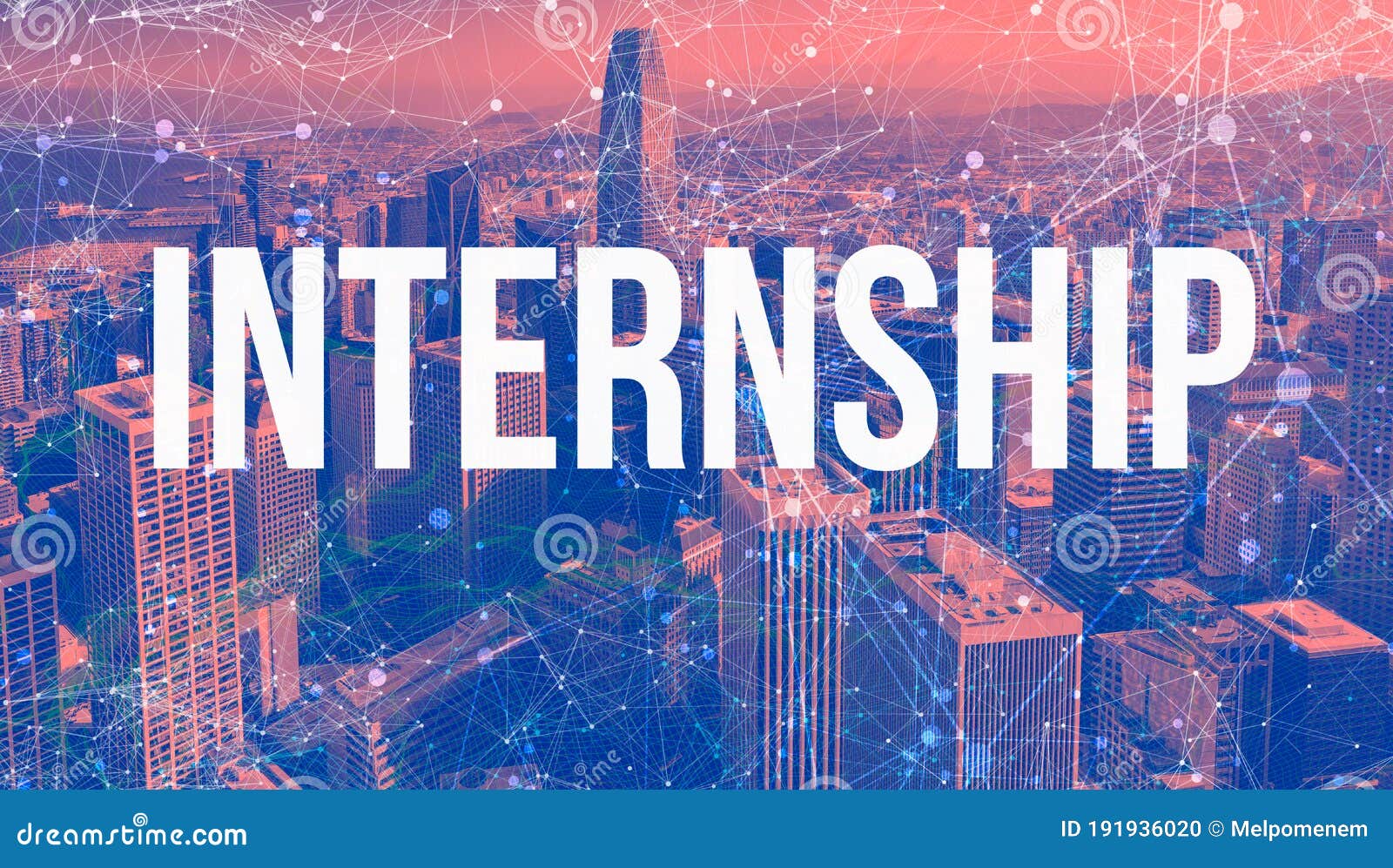 Internship Theme with Abstract Network Patterns and Skyscrapers Stock ...