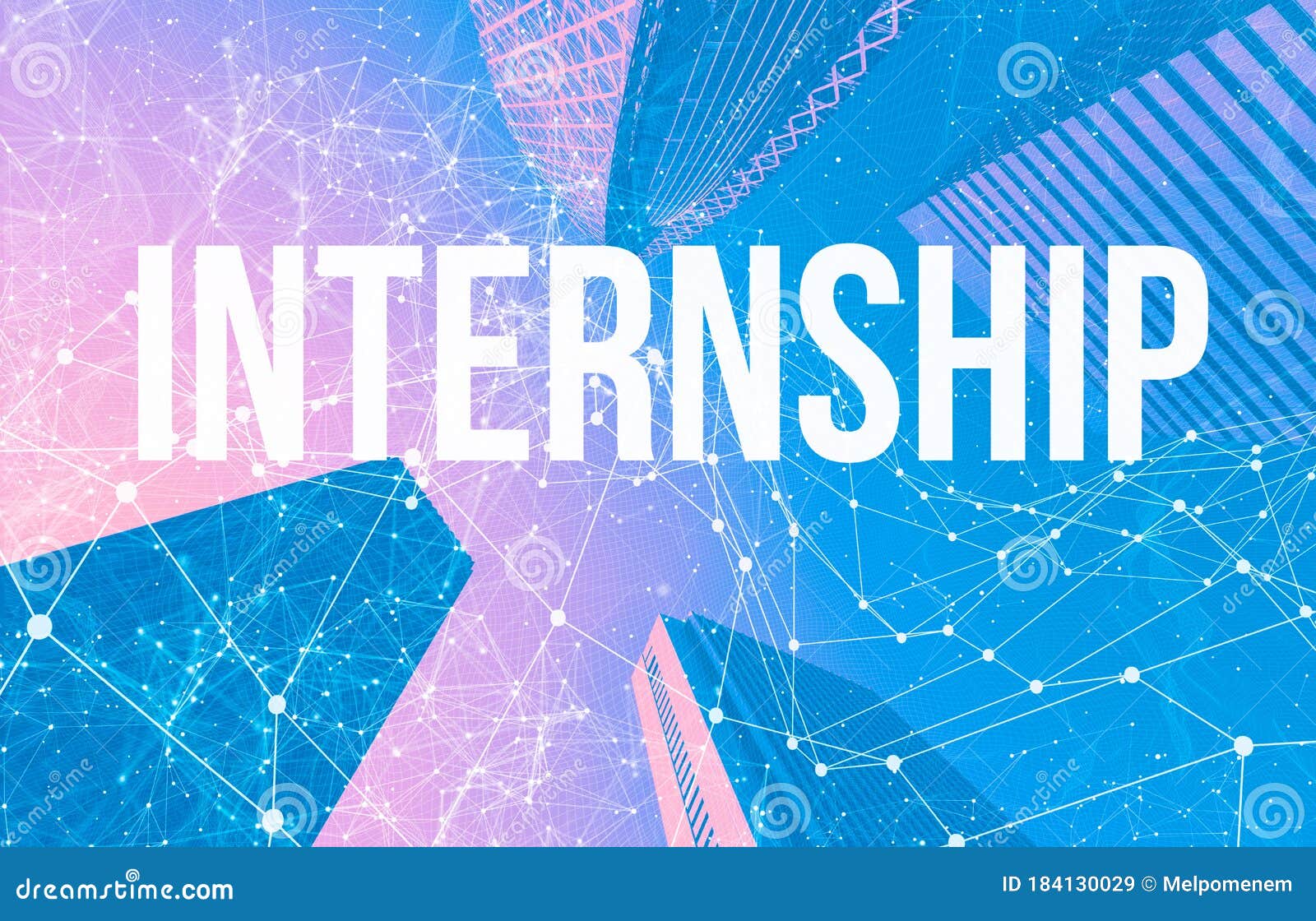 Internship Theme with Abstract Patterns and Skyscrapers Stock Image ...