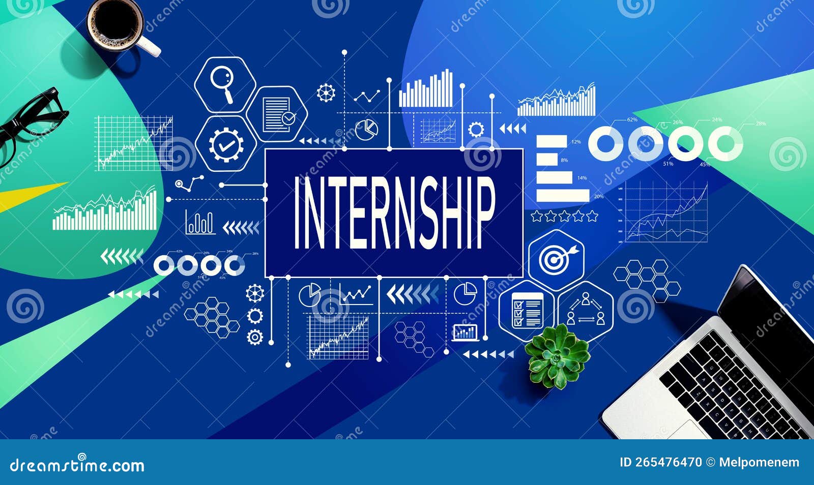 Internship Theme with Laptop Computer Stock Photo - Image of future ...