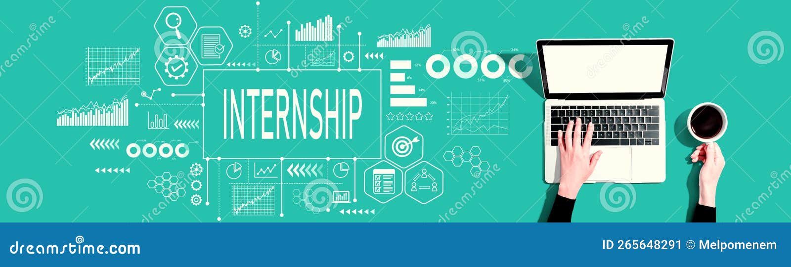 Internship Theme with Person Using a Laptop Stock Image - Image of ...