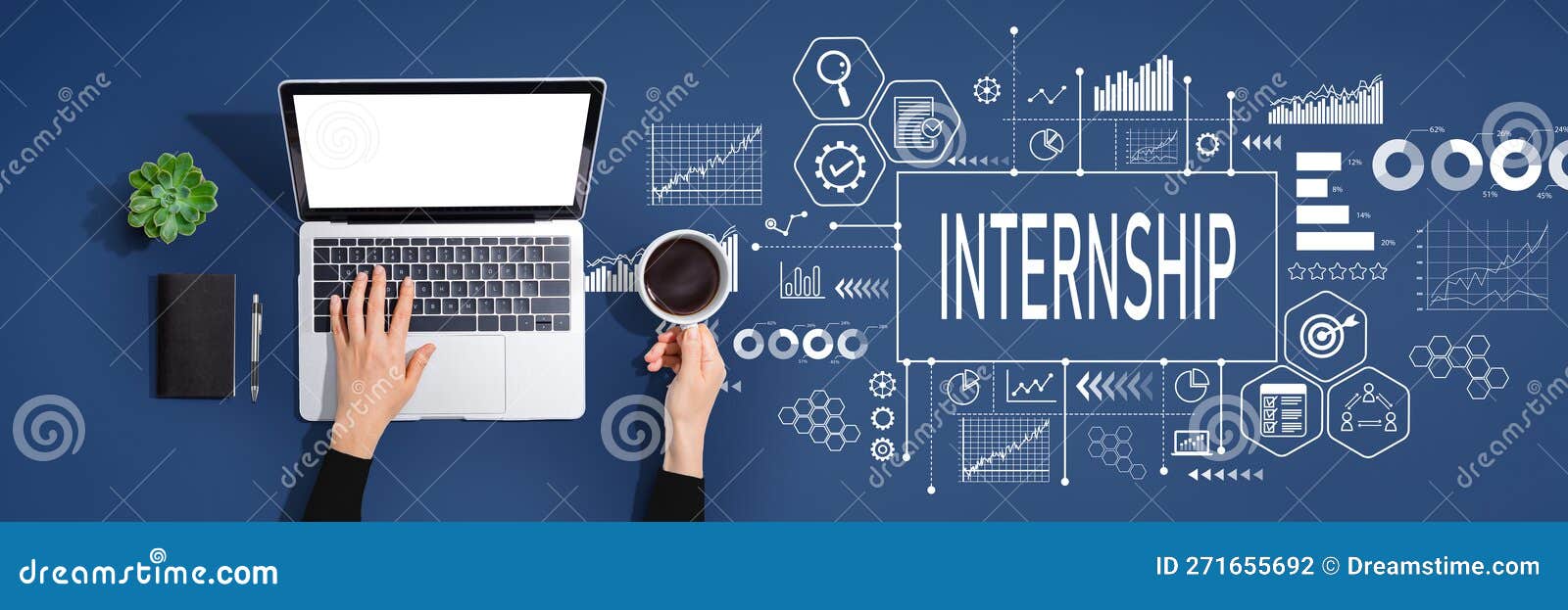 Internship Theme with Person Using Laptop Computer Stock Photo - Image ...