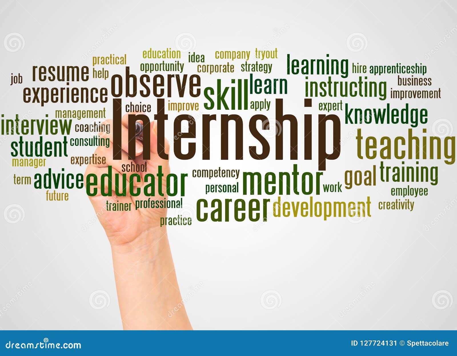 Internship Word Cloud and Hand with Marker Concept Stock Image - Image ...