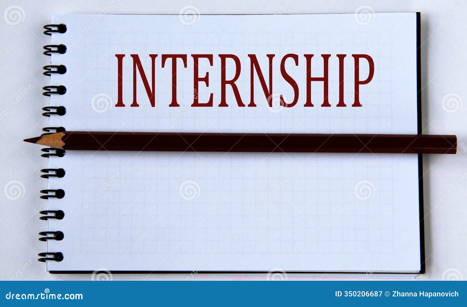 INTERNSHIP - Word in White Notebook on White Background with Pencil ...