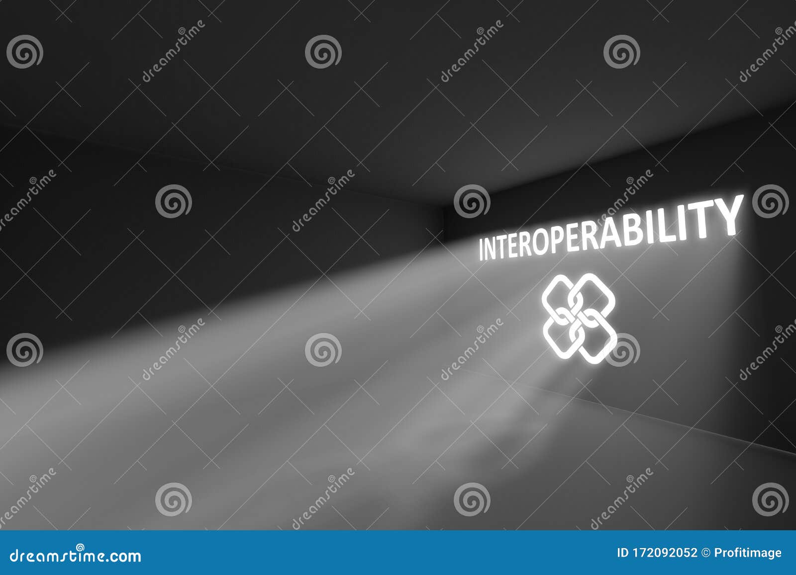 Interoperability Concept With Icon Set Template Banner With Modern Blue ...