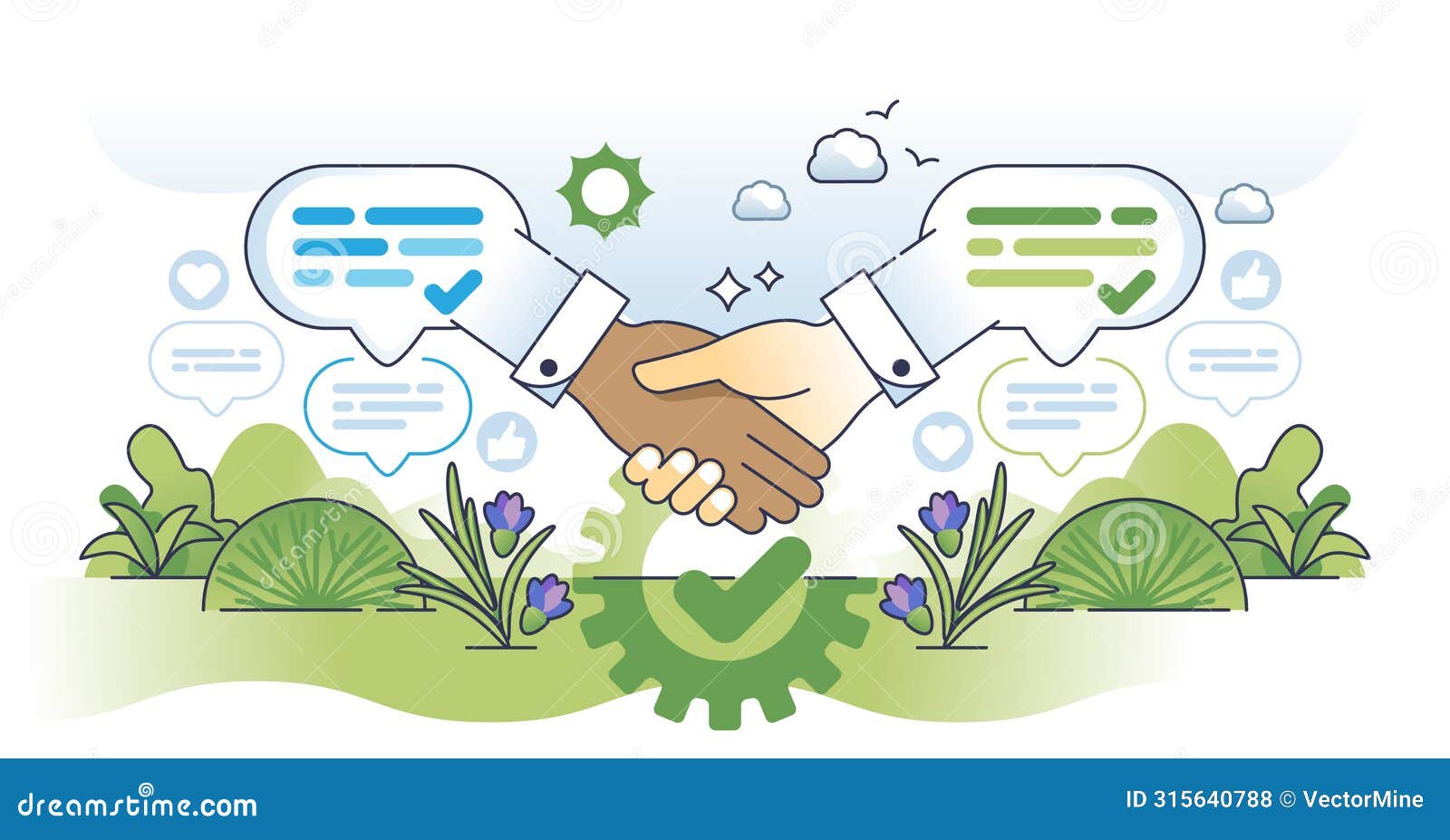 Interpersonal Skills with Effective Communication Outline Hands Concept ...