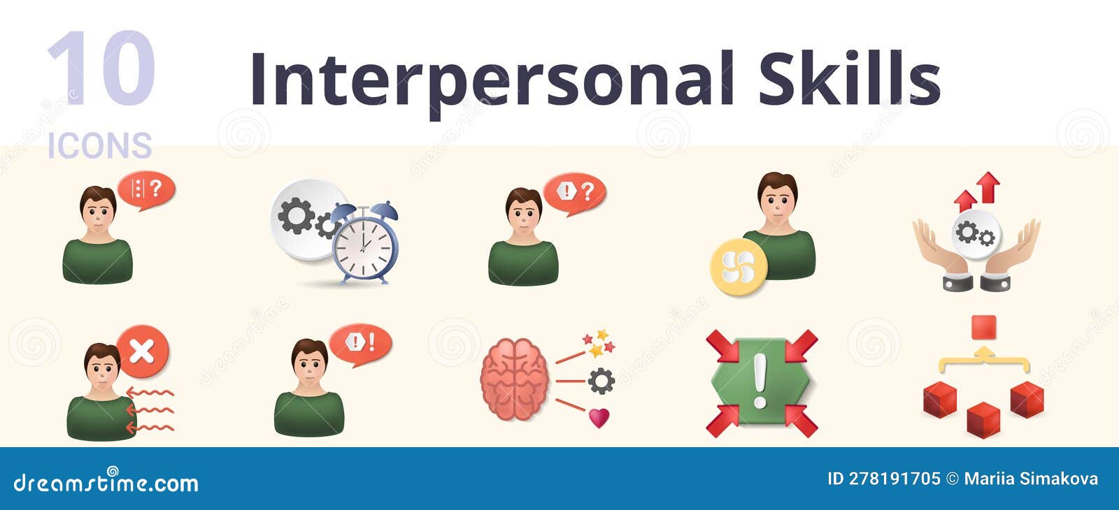 Interpersonal Skills Set. Creative Icons: Pattern Recognition, Working ...