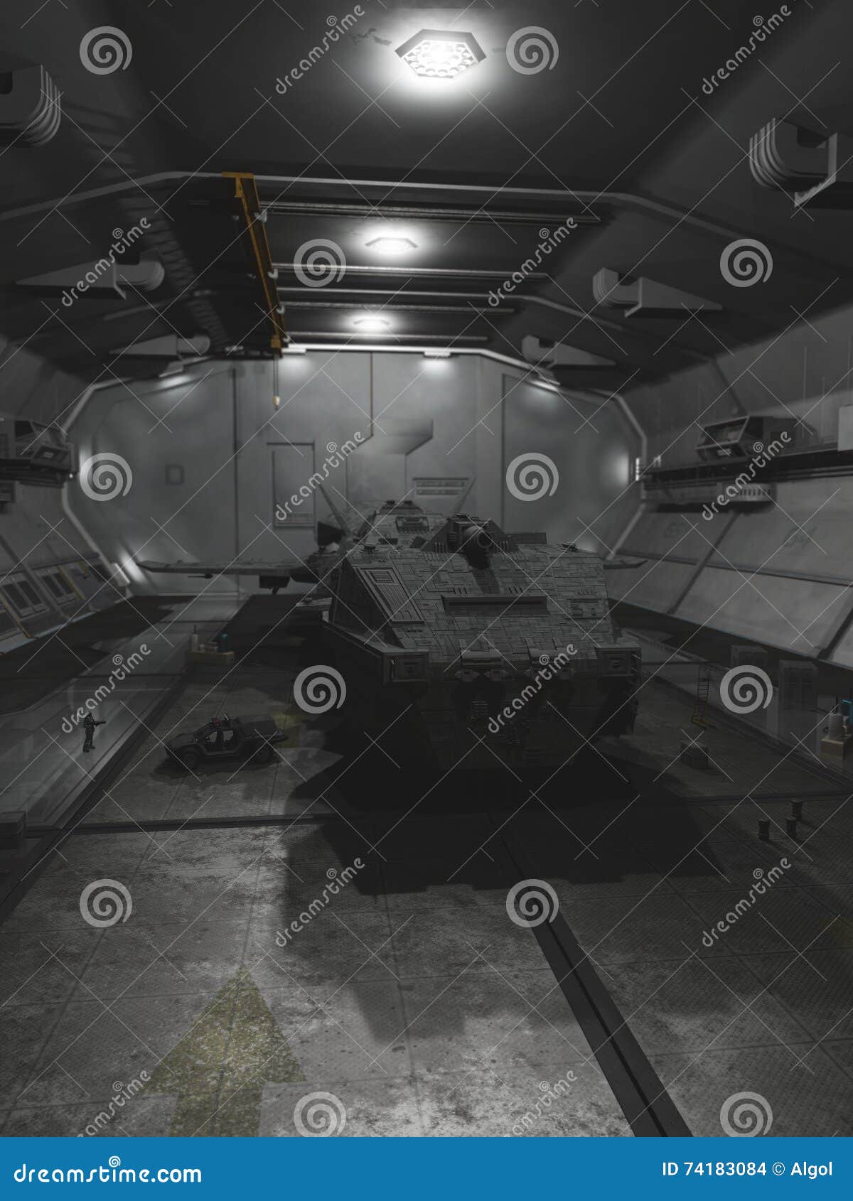 Interplanetariskt Rymdskepp I Reparationsskeppsdocka Stock ...