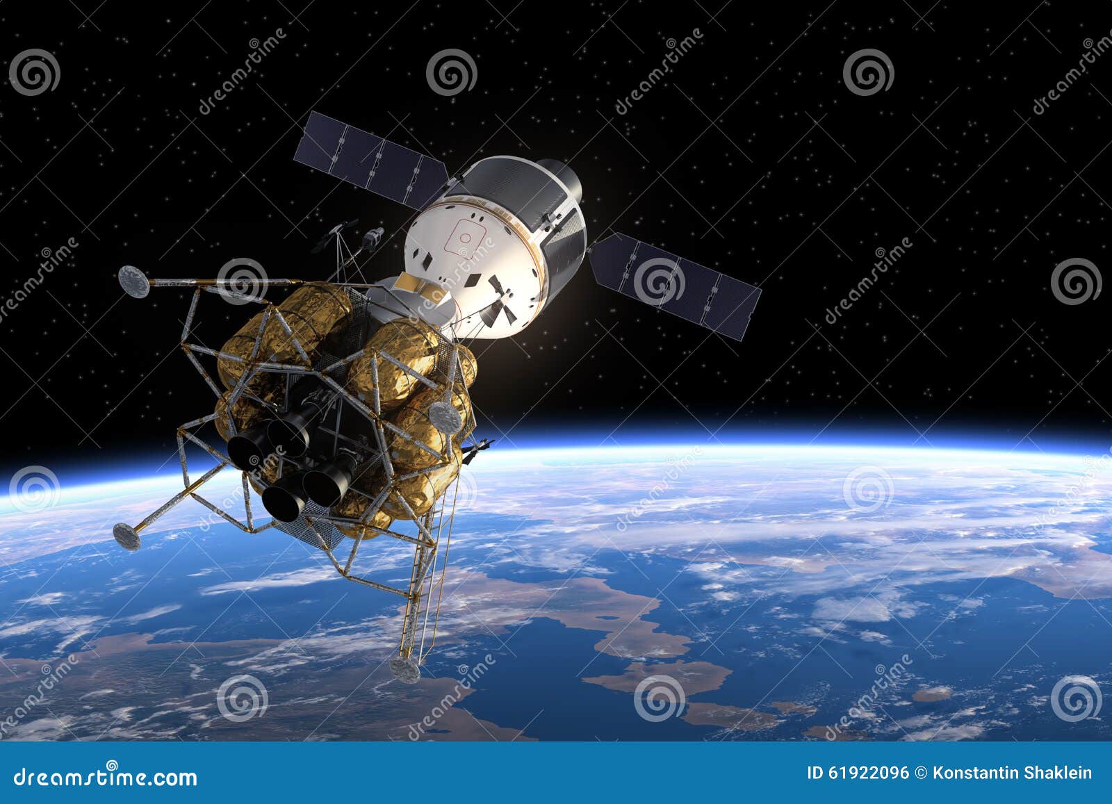 Interplanetary Space Station Orbiting Earth Stock Illustration ...