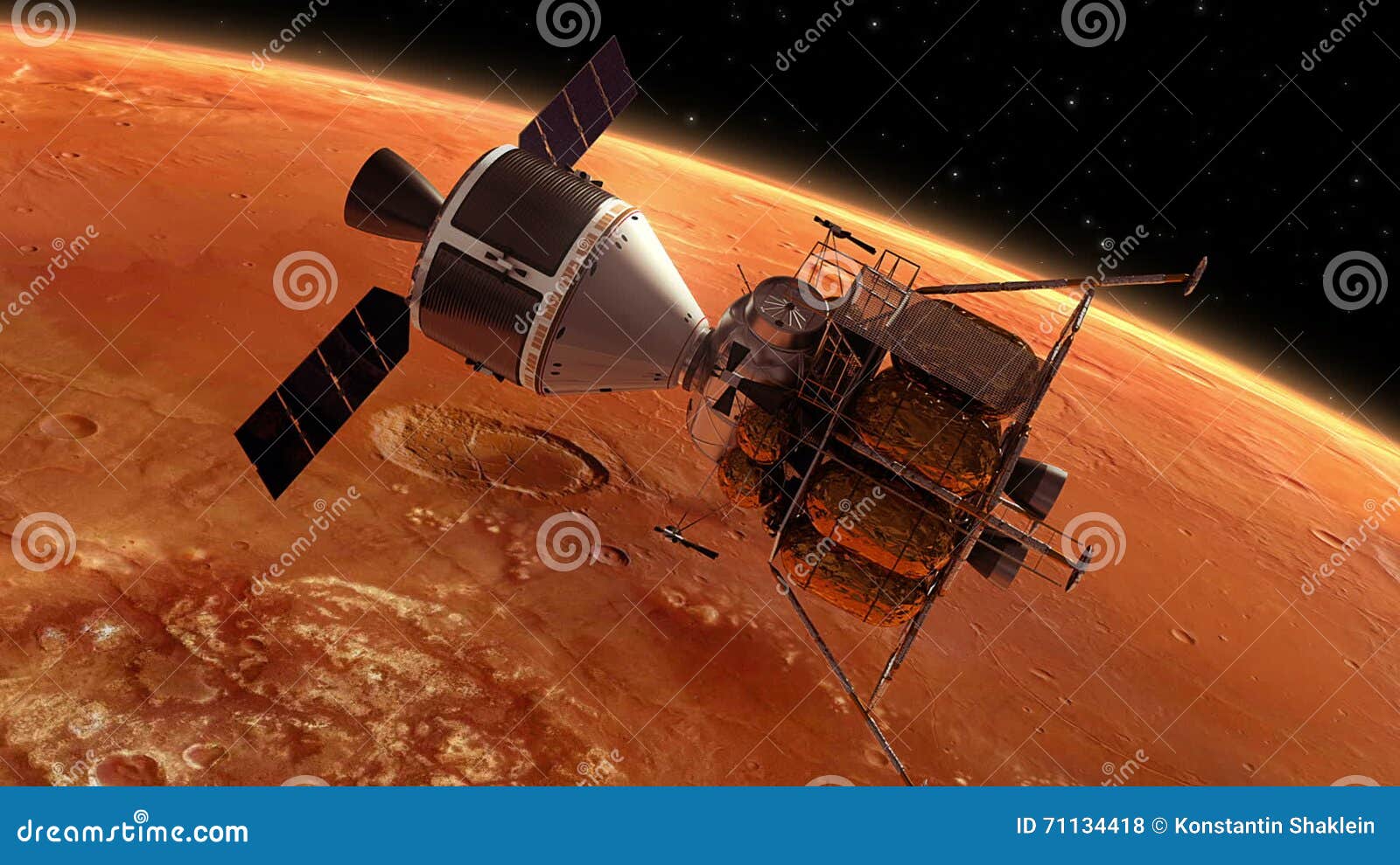 Interplanetary Space Station Orbiting Planet Mars Stock Footage - Video ...