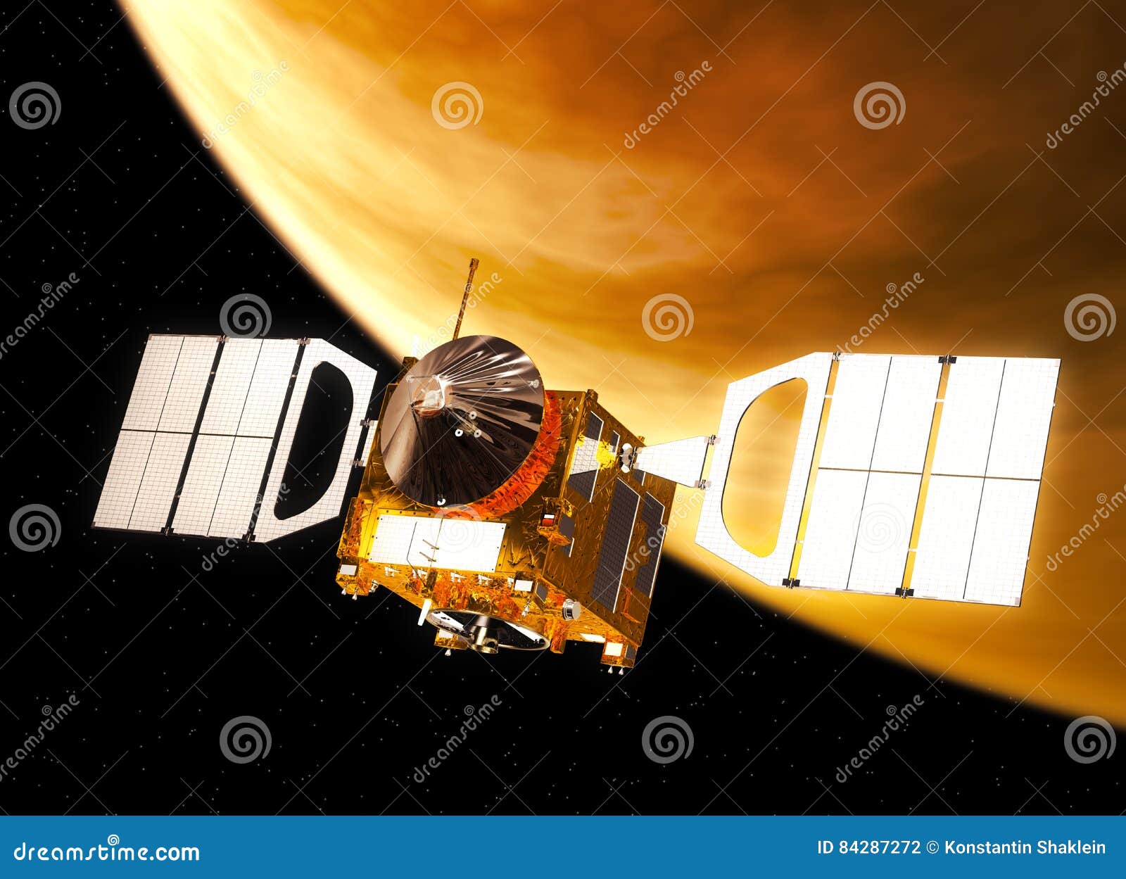 Interplanetary Space Station Orbiting Venus Stock Illustration ...