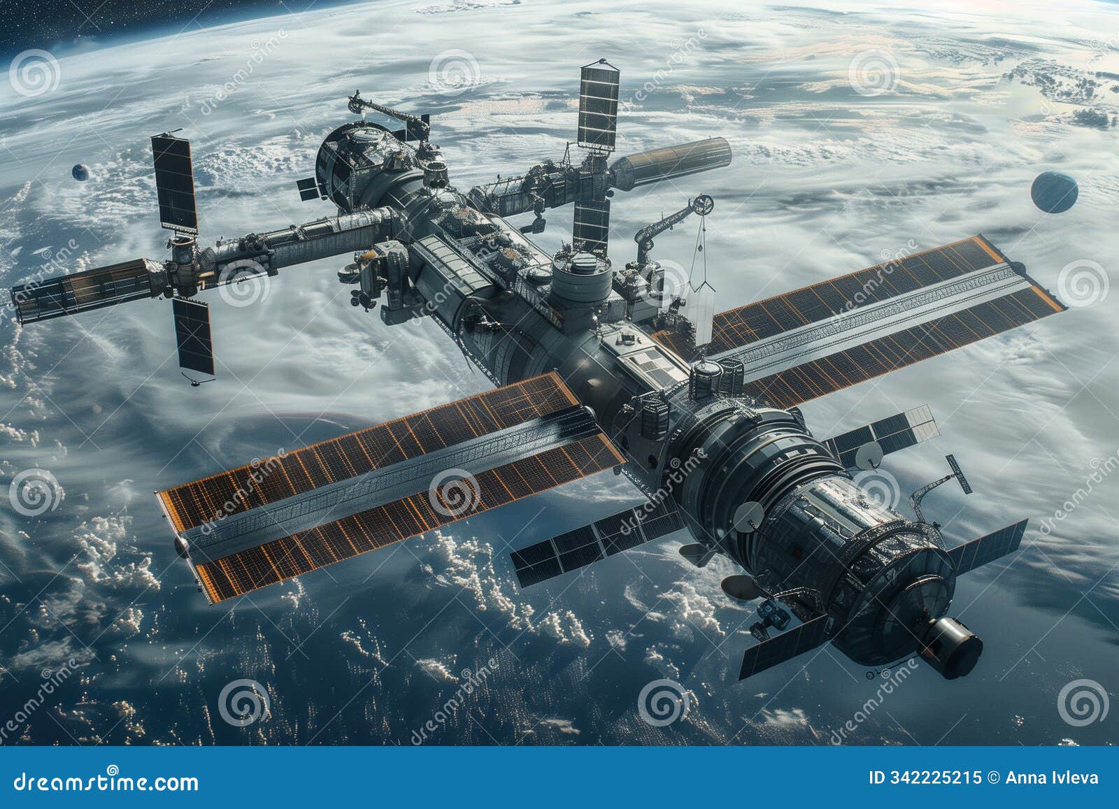 An Interplanetary Spacecraft Docking at a Space Station for Refueling ...