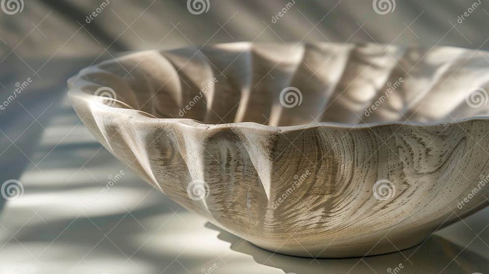 The Interplay of Light and Shadows on a Fluted Pottery Piece Creates a ...