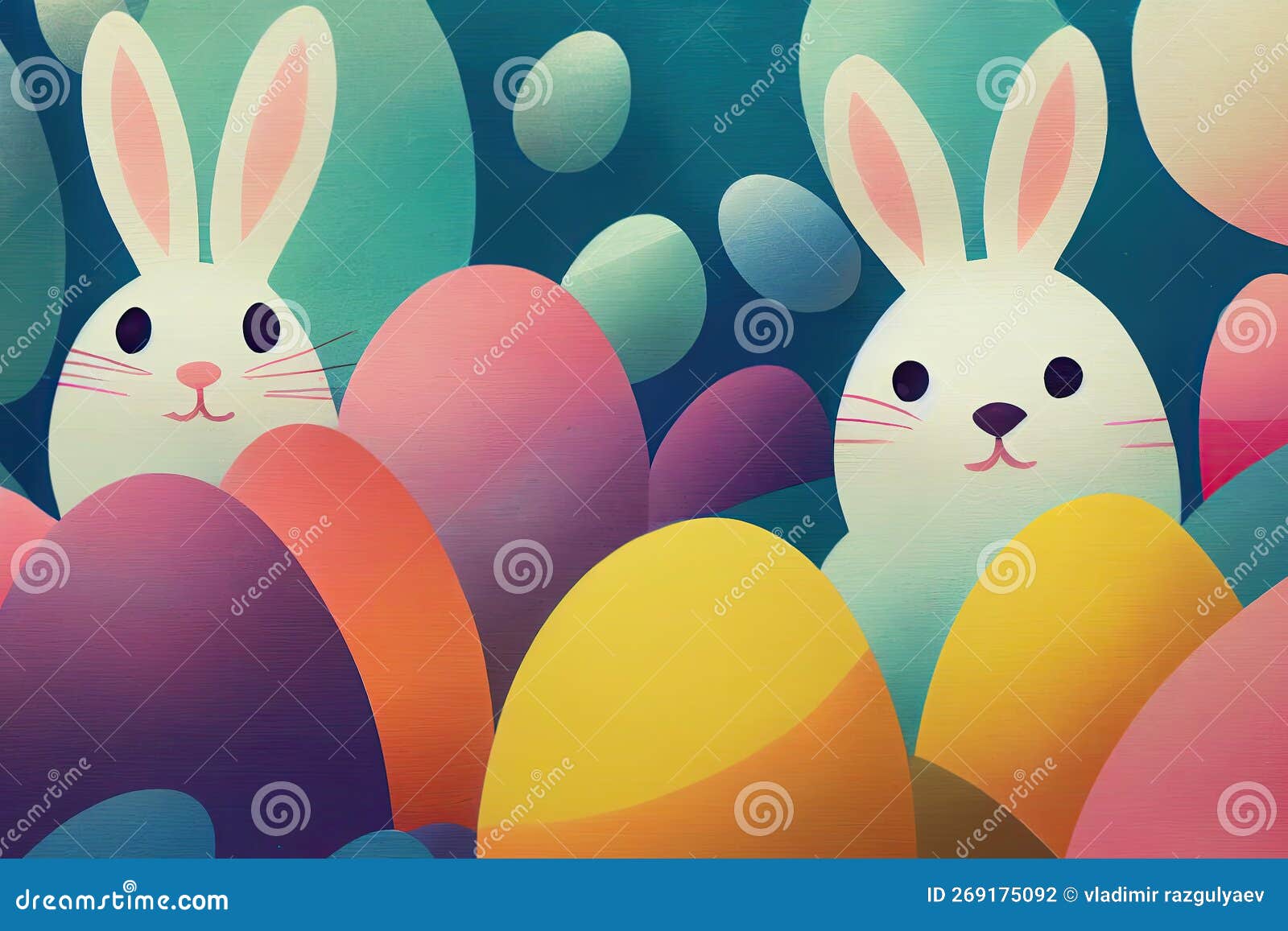 Interpretation of the Classic Easter Image, Easter Bunnies Elements of Abstract Forms and ...