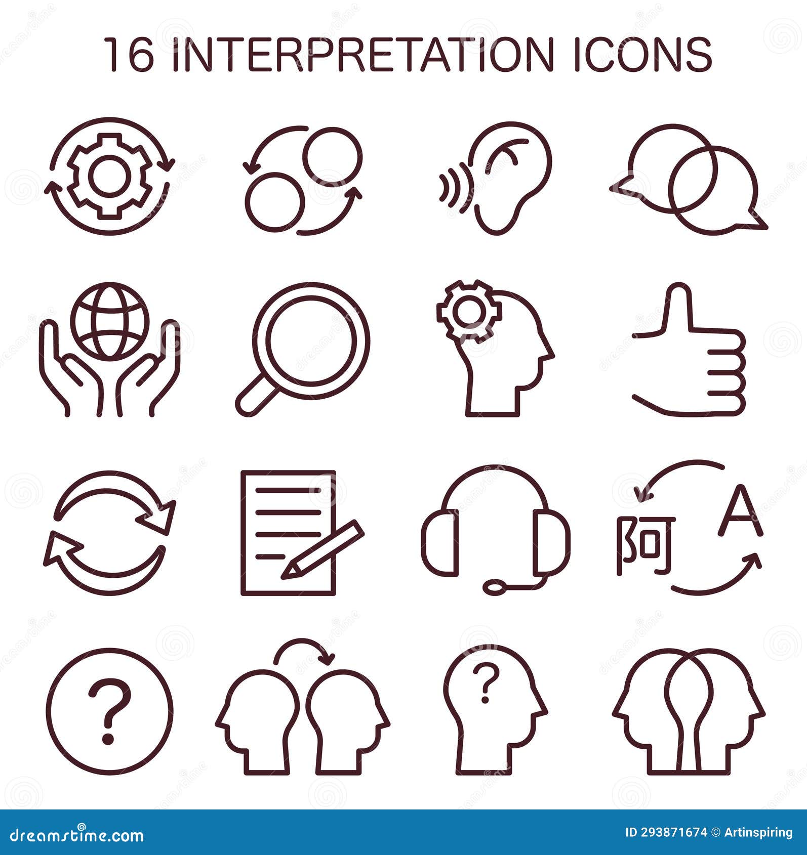 Interpretation Icons Set. Data Literacy Stock Vector - Illustration of ...