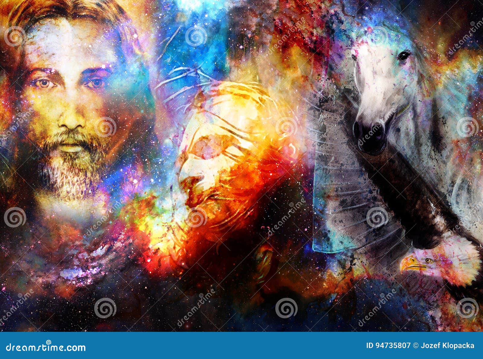 Jesus Eye In Cosmic Space. Computer Collage Version. Crackle Effect ...