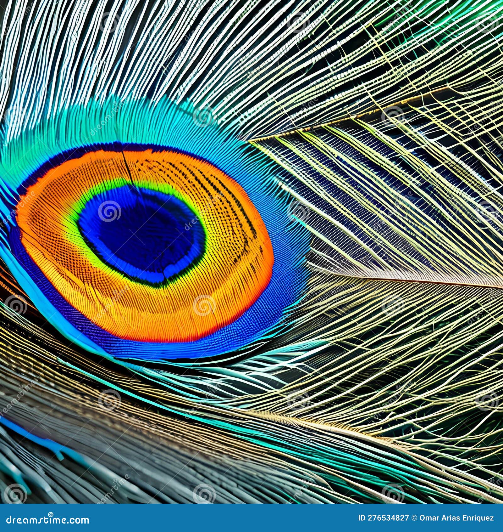 An Interpretation of a Peacock Feather, with Intricate Textures and ...