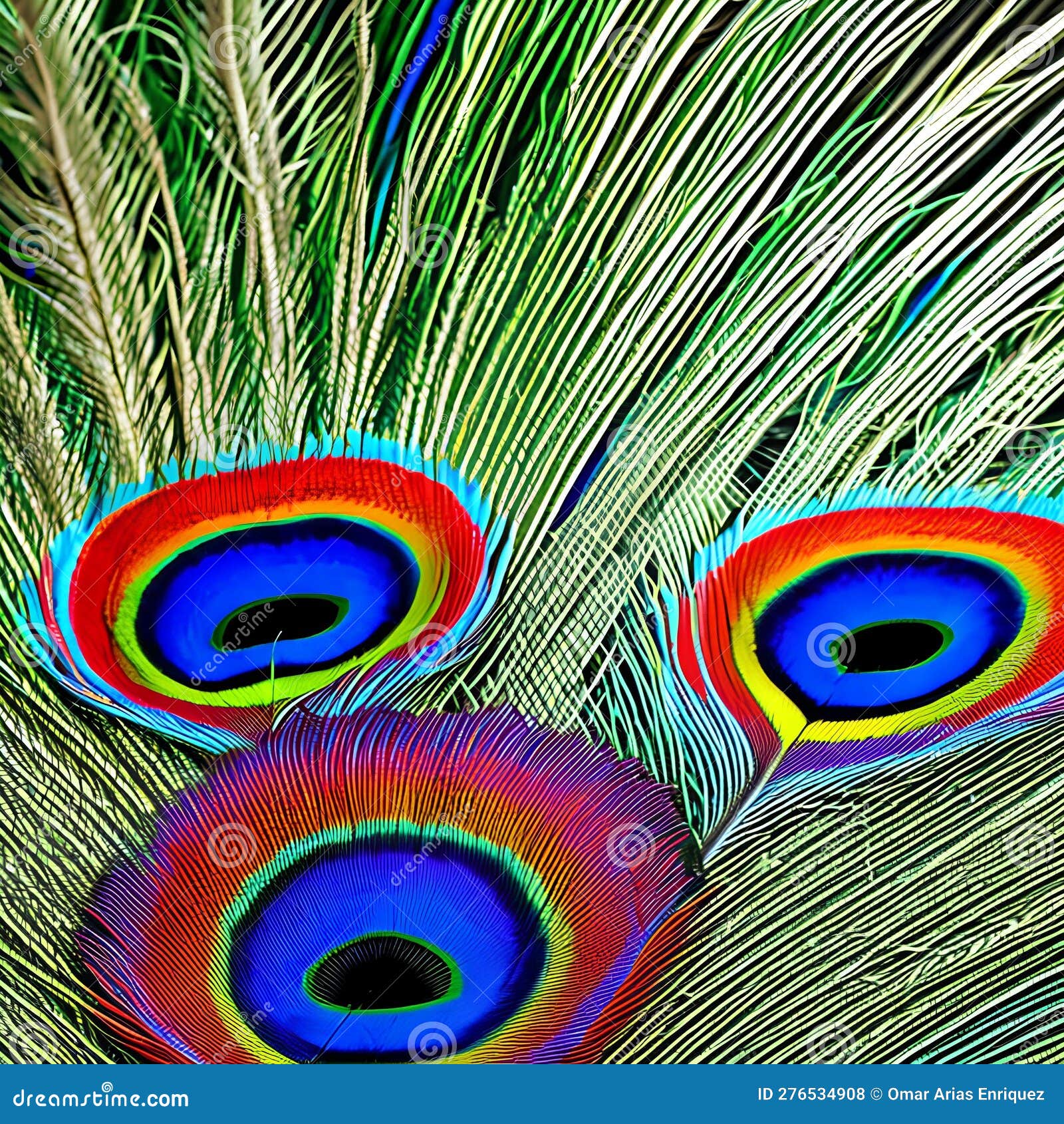 An Interpretation Of A Peacock Feather With Intricate Textures And Patterns Resembling The