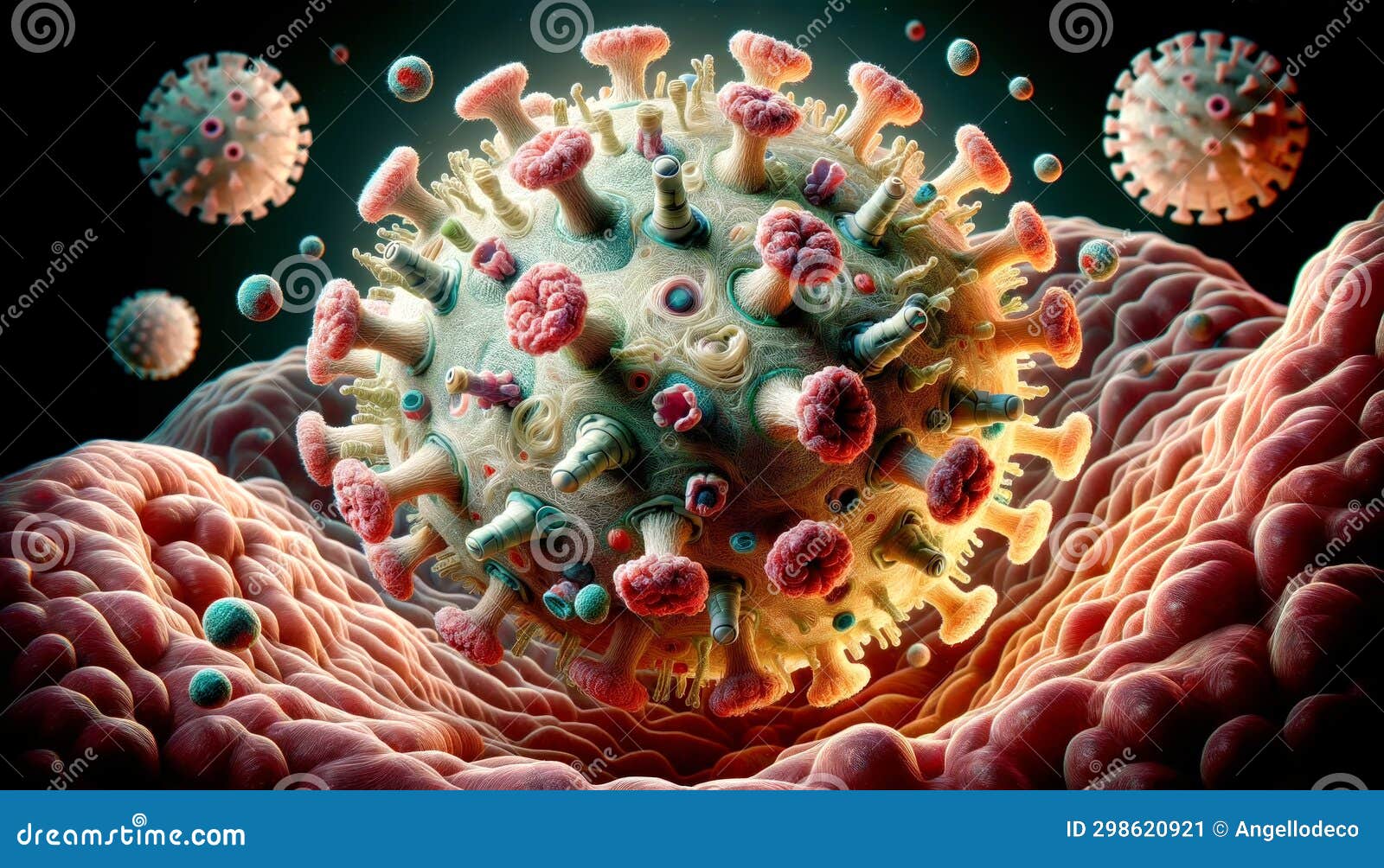 Interpretation of Virus or Bacteria Under Microscope. Generative Ai ...