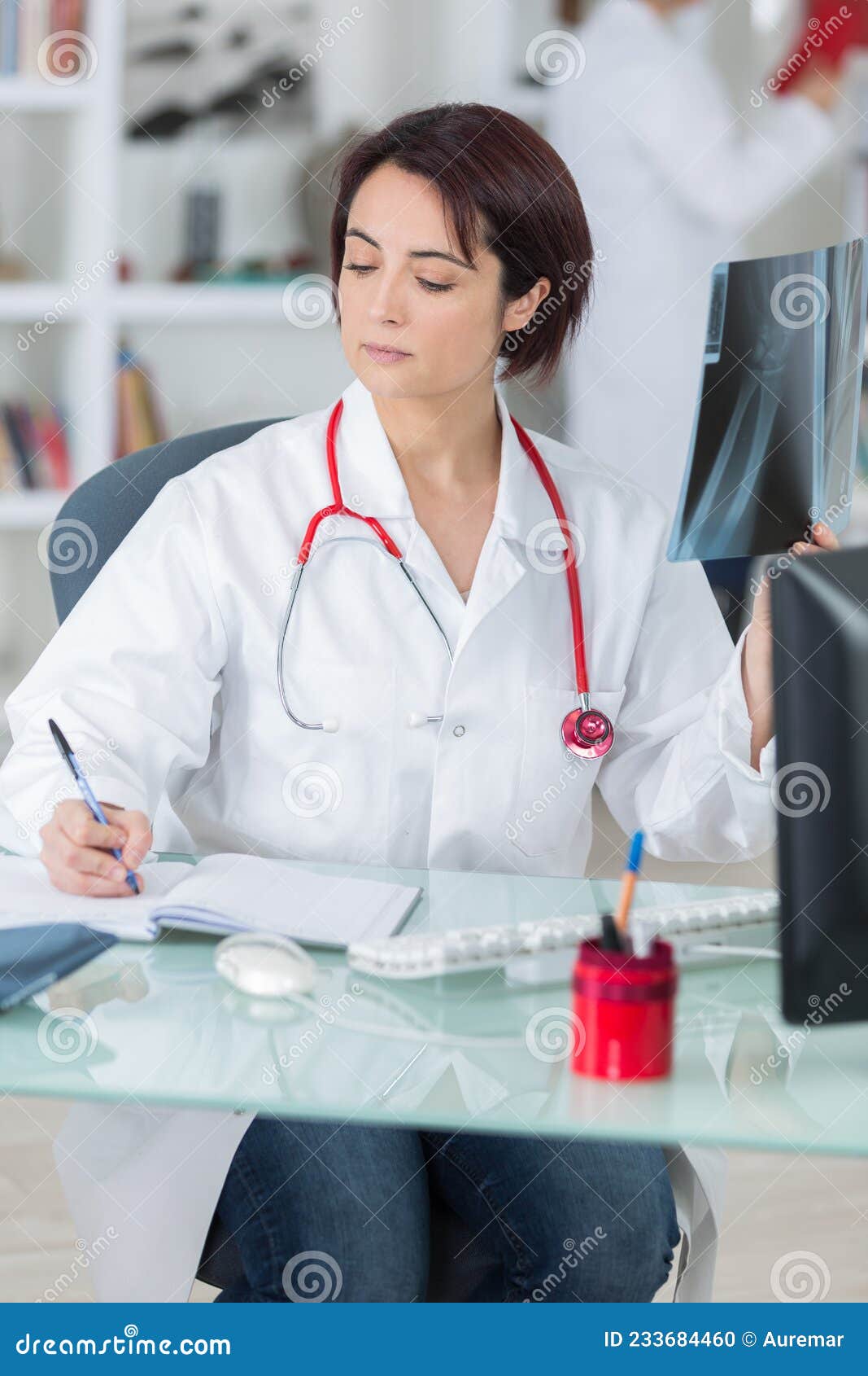 She interpreting result stock photo. Image of procedure - 233684460