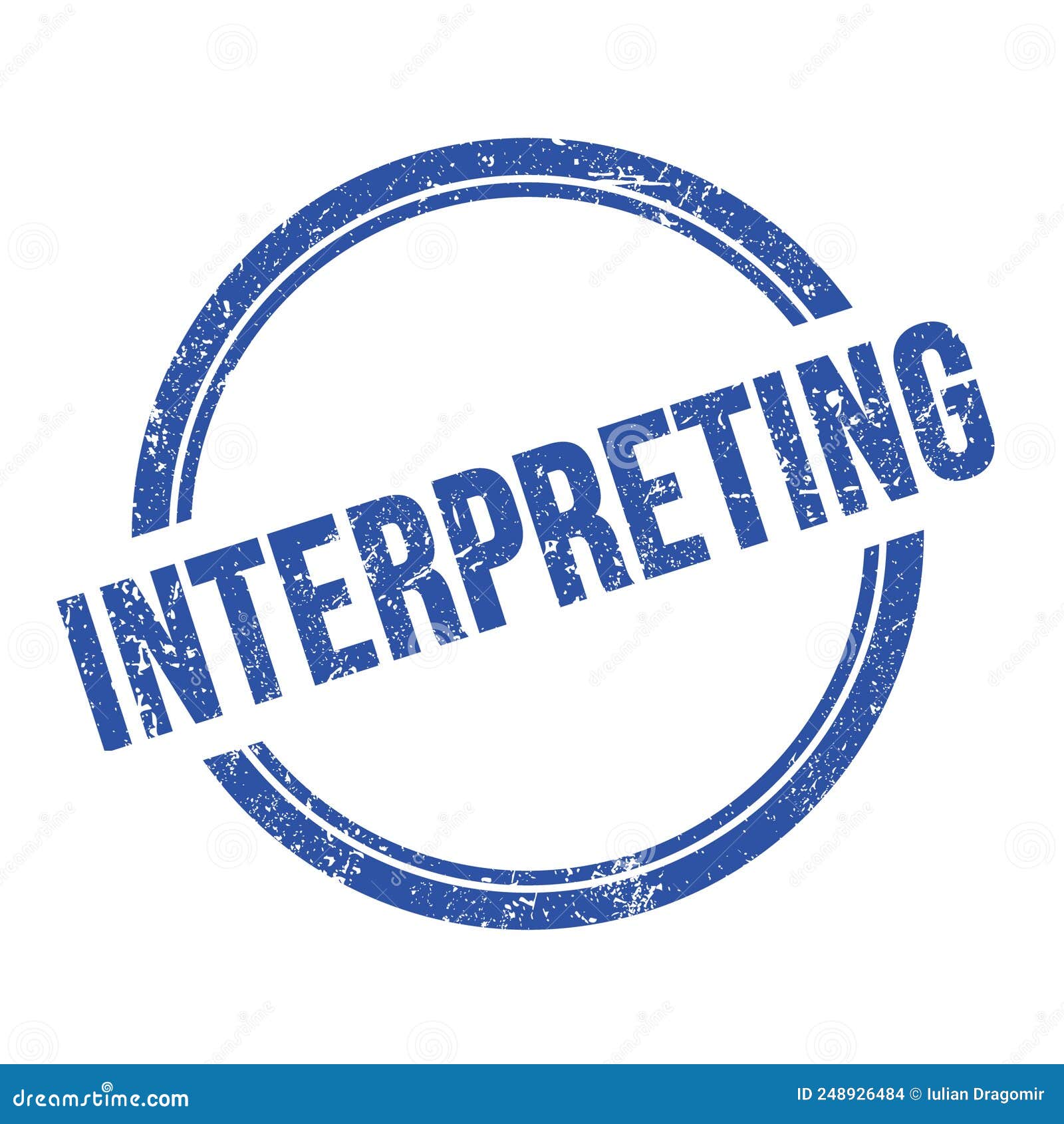 INTERPRETING Text On Red Orange Ribbon Stamp Stock Photography ...