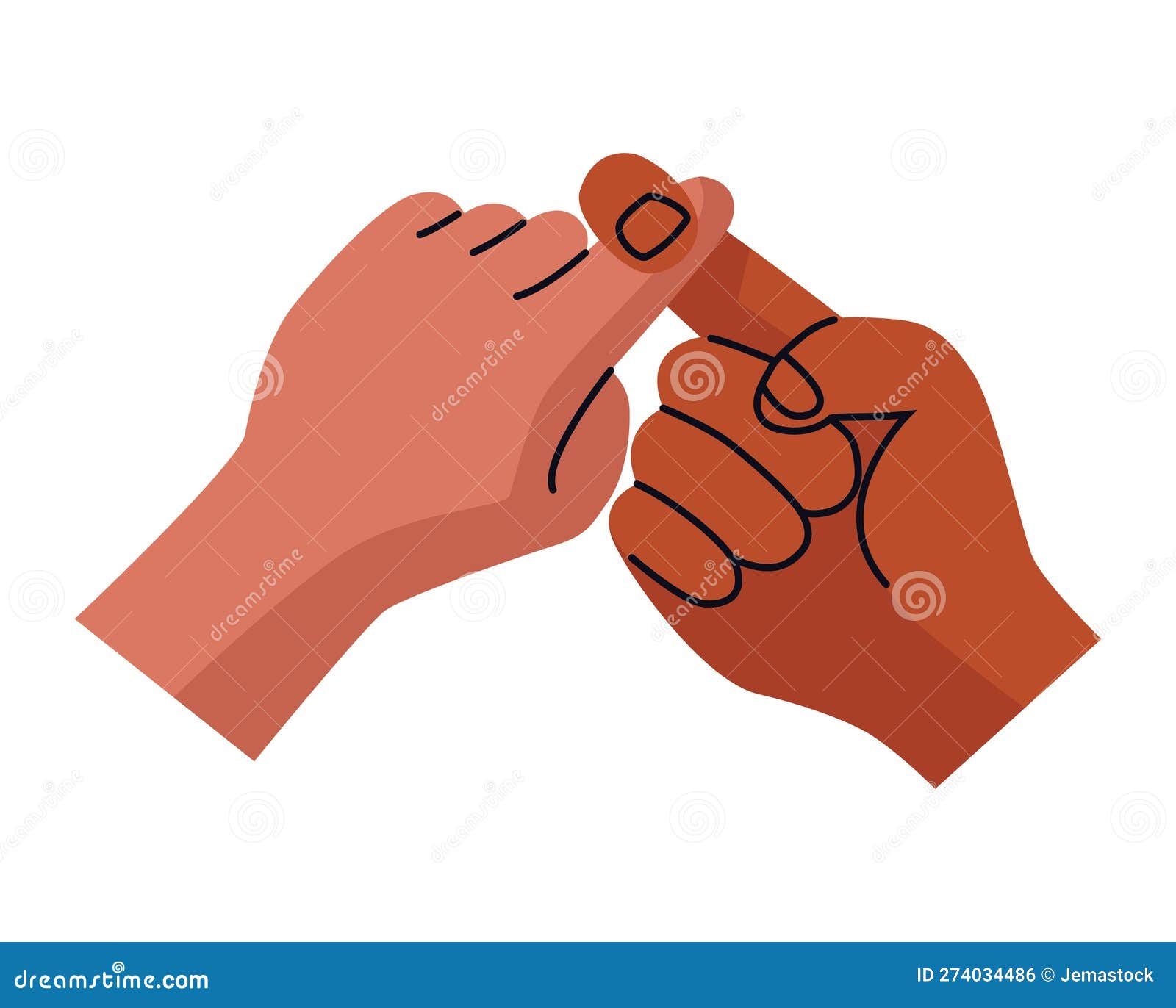 Interracial Hands Making a Promise Stock Vector - Illustration of ...