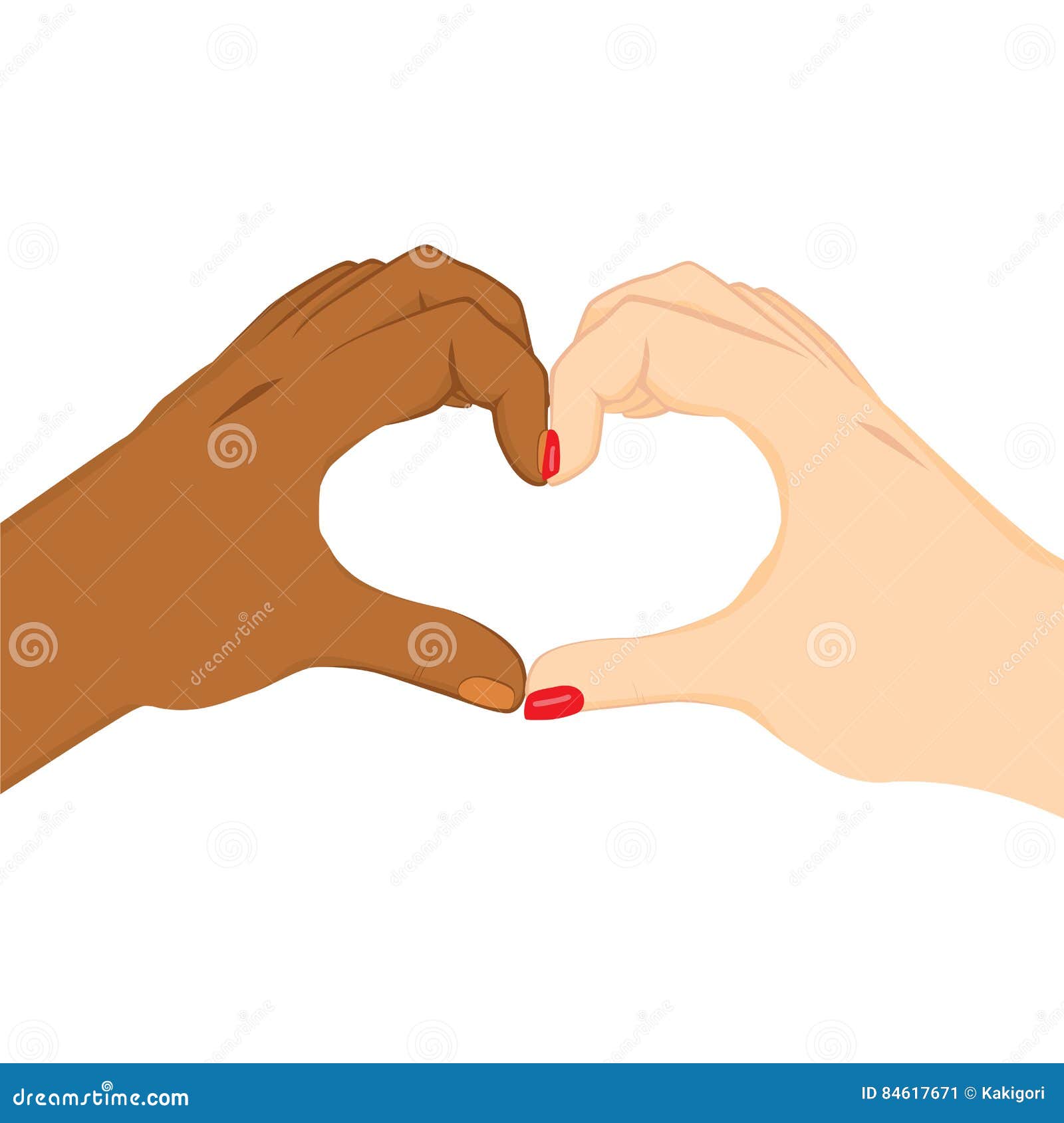 Interracial Heart Hands stock vector. Illustration of people - 84617671