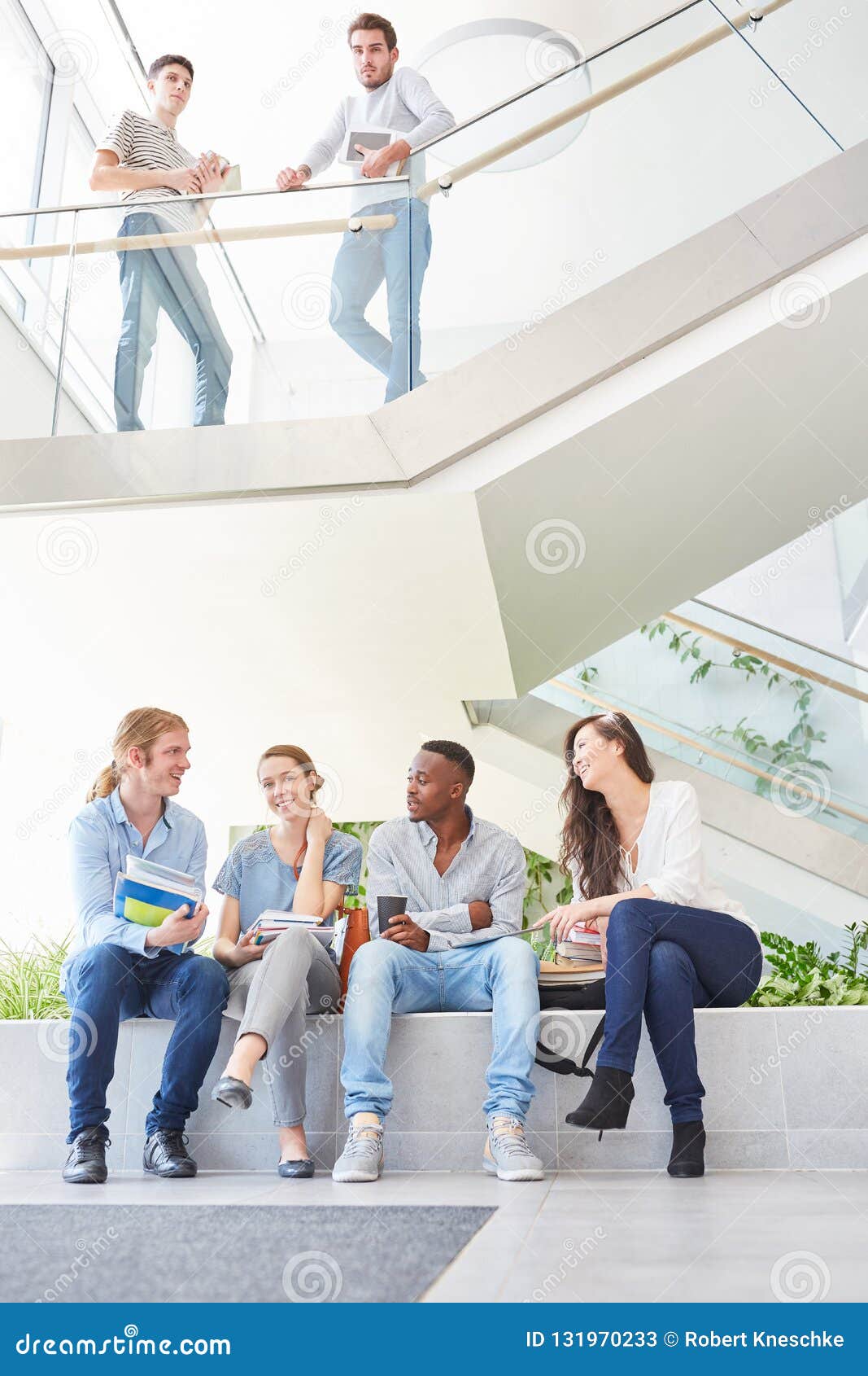 Interracial Integrated Students Team Stock Image - Image of dual, study ...